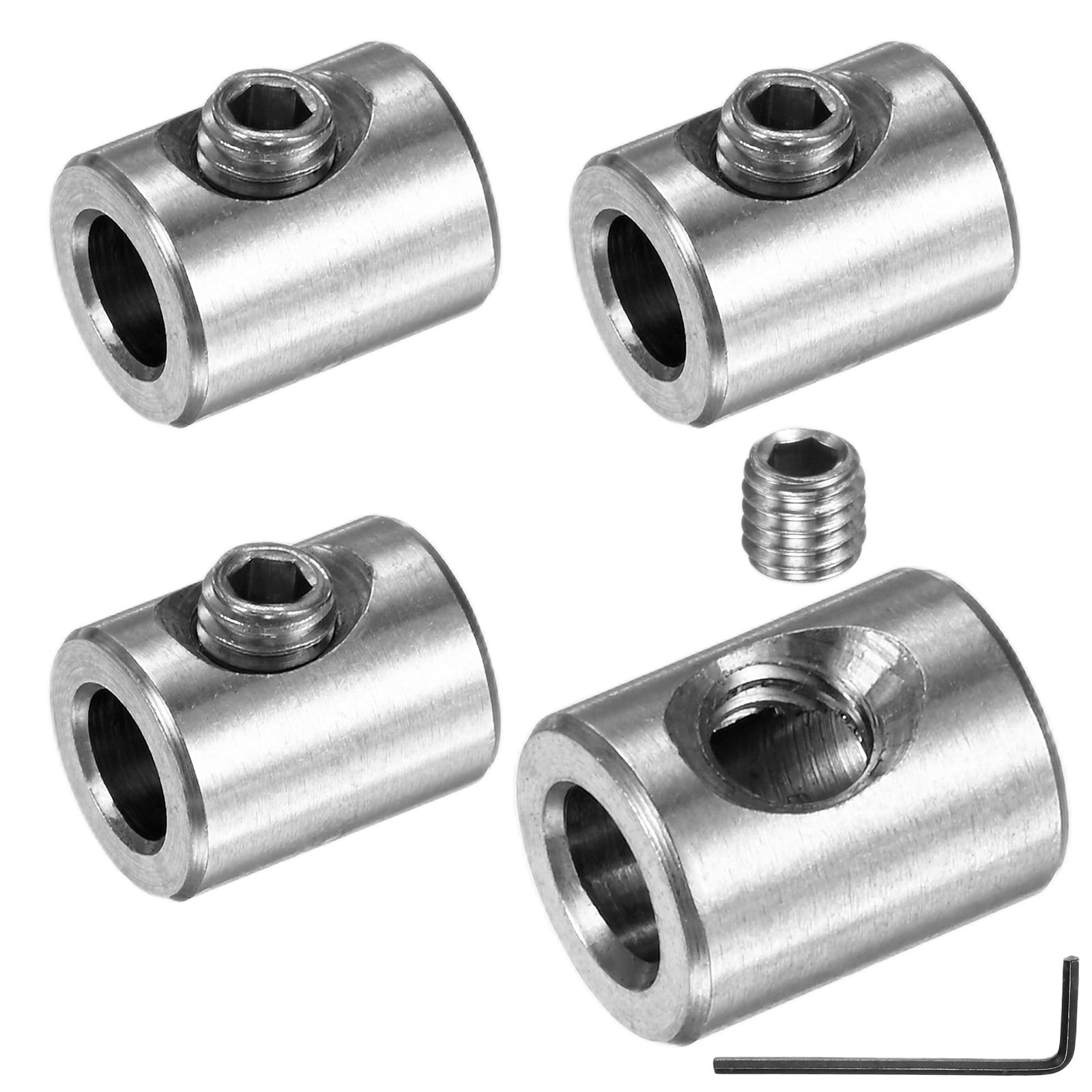Uxcell 4-Pack Wire Rope Cable Clamp, 4mm Hole 304 Stainless Steel ...