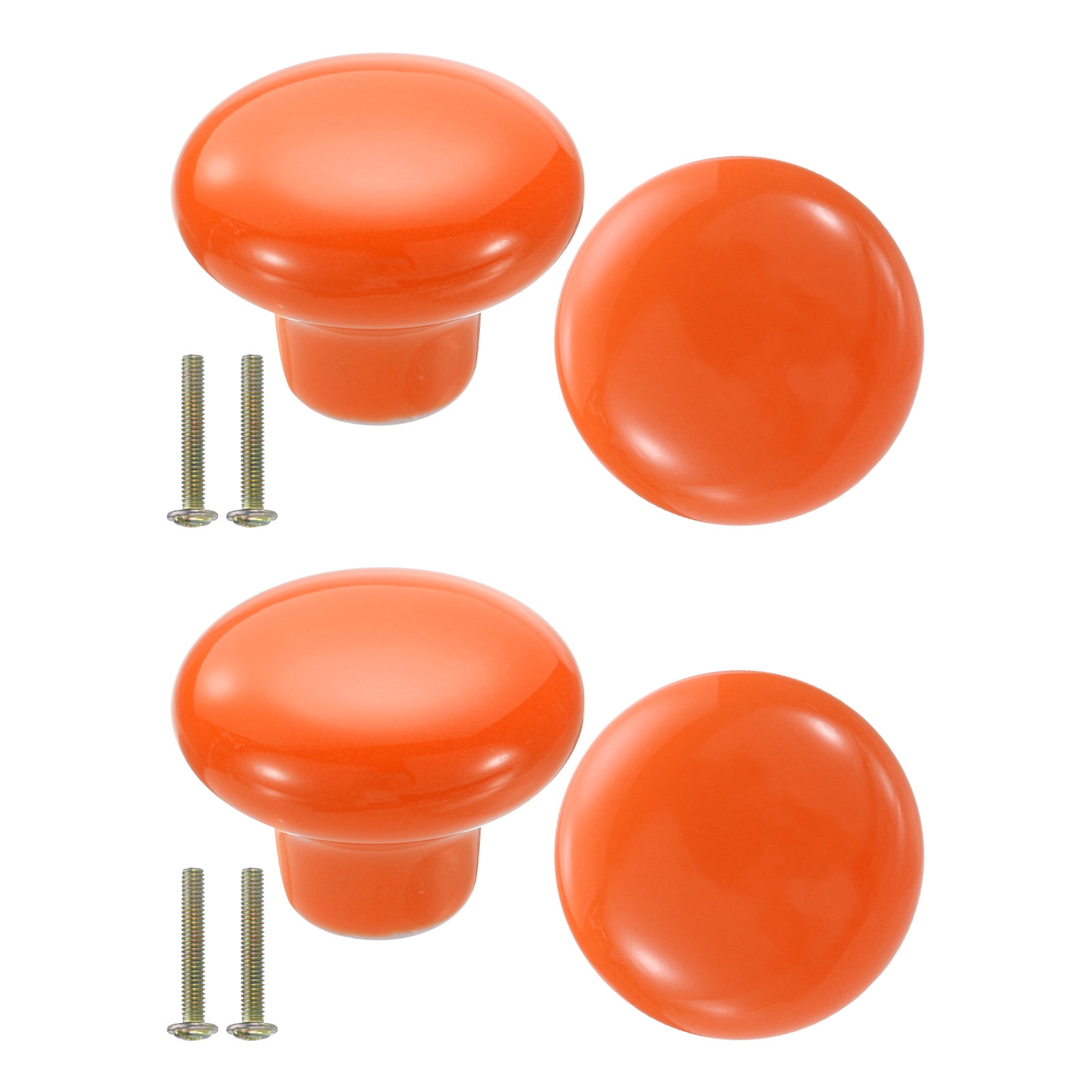 Uxcell 4 Packs Ceramic Drawer Knobs Round Dresser Pulls Handles, Orange ...