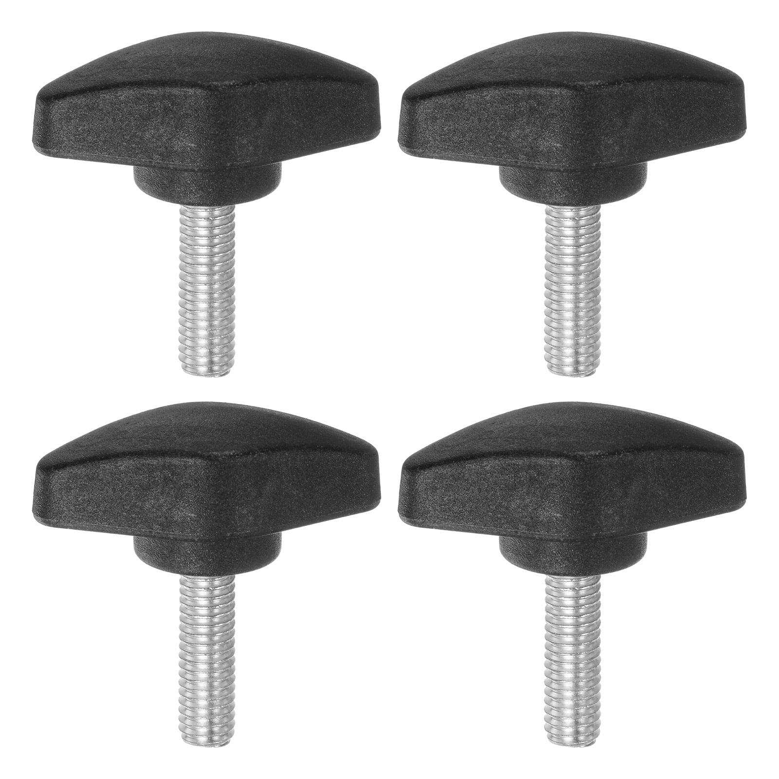 Uxcell 4 Packs M6 x 20mm Male Thread Tee Wing Knobs Thumb Screw Clamping Knobs Grip Black ...
