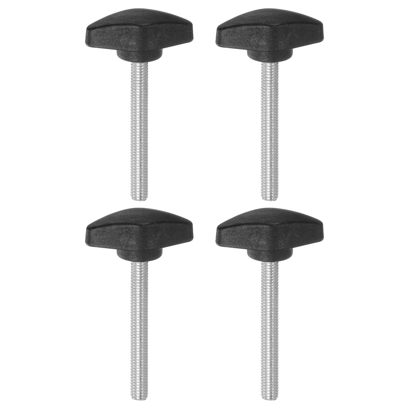 Uxcell 4 Packs M6 x 55mm Male Thread Tee Wing Knobs Thumb Screw Clamping Knobs Grip Black ...