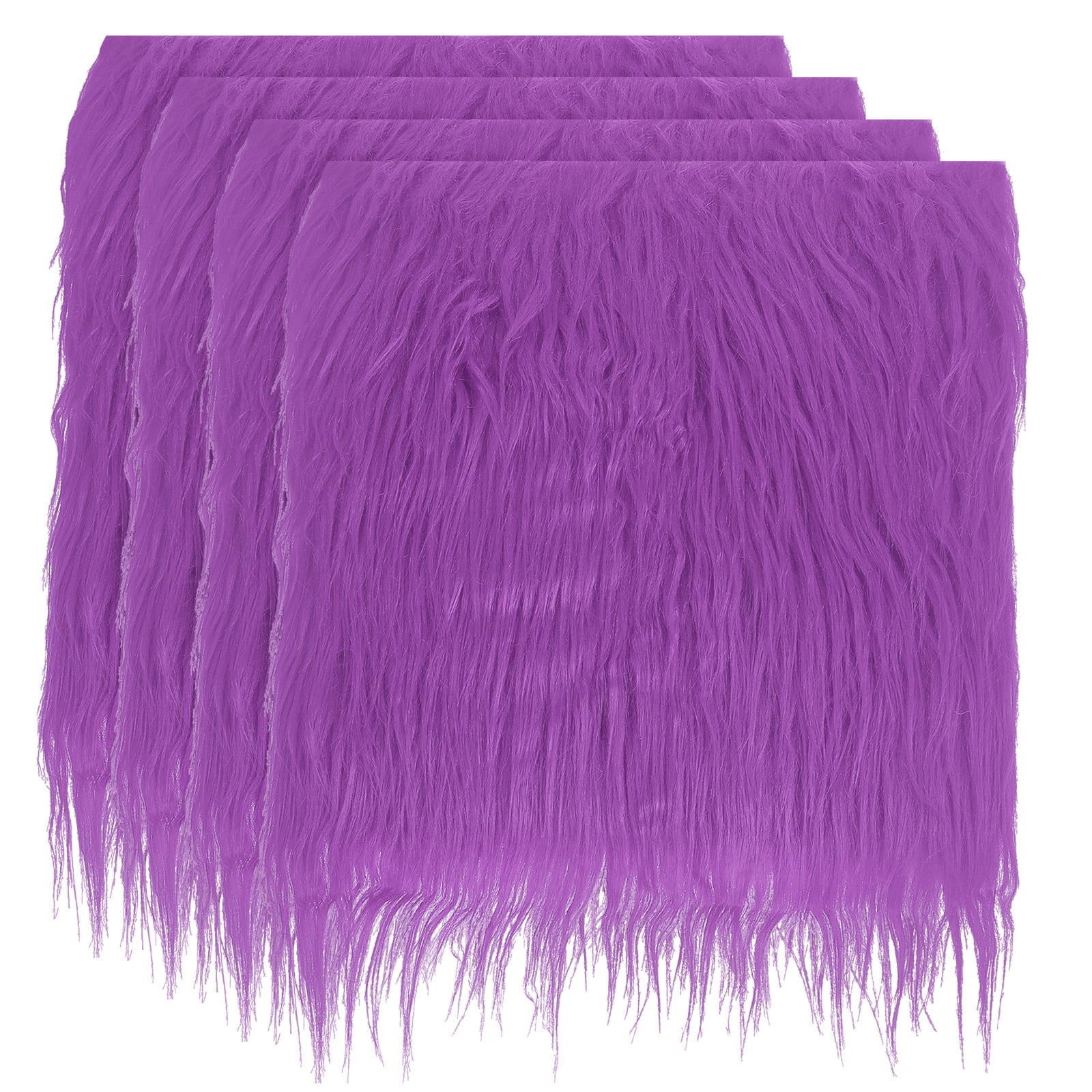 Uxcell 4 Pcs 10 x 10 Inch Plush Faux Fur Fabric Square Fluffy Faux Fur Patches Cuts, Light ...