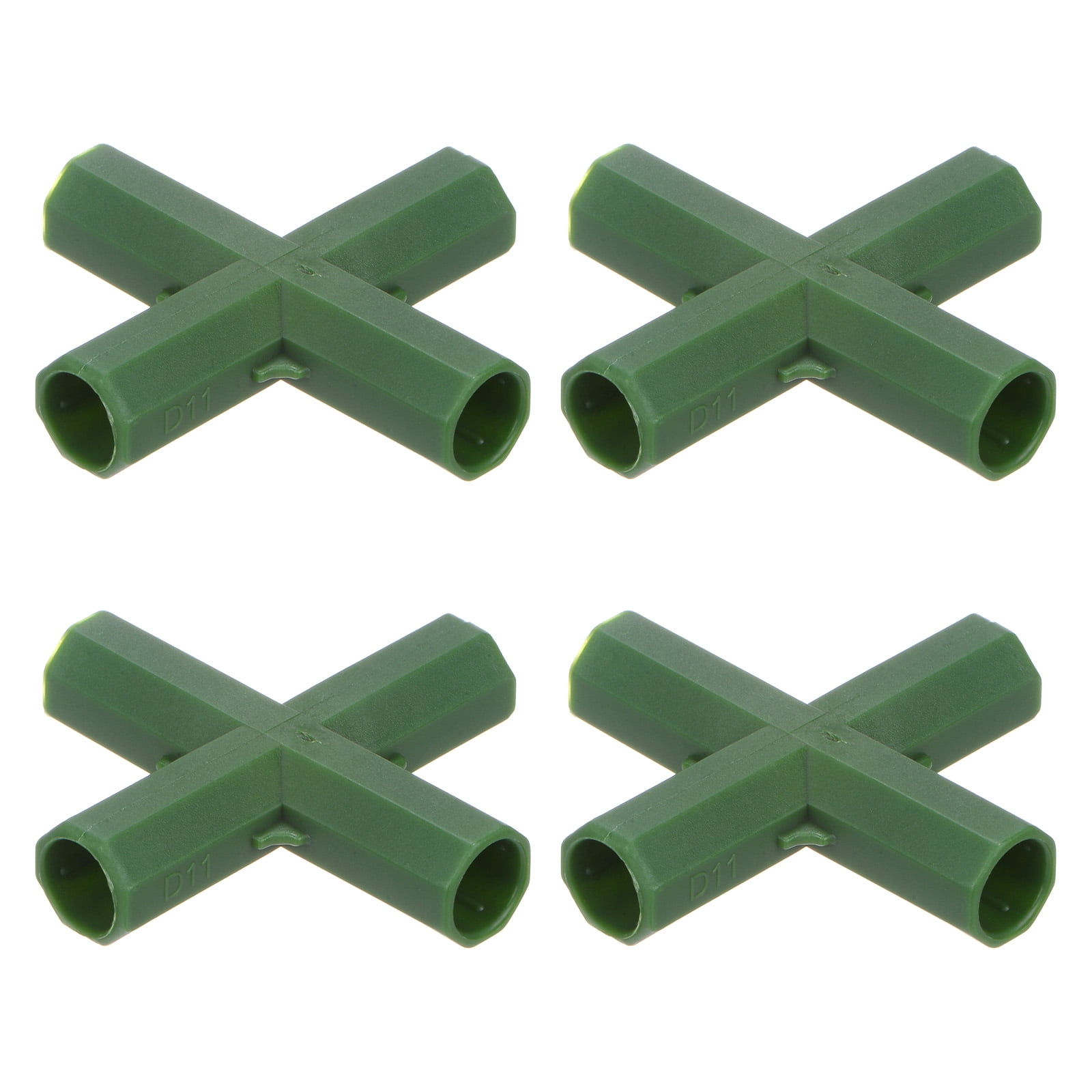 Uxcell 4 Pcs 11mm Greenhouse Frame Building Connectors, 4 Way Flat Pipe ...