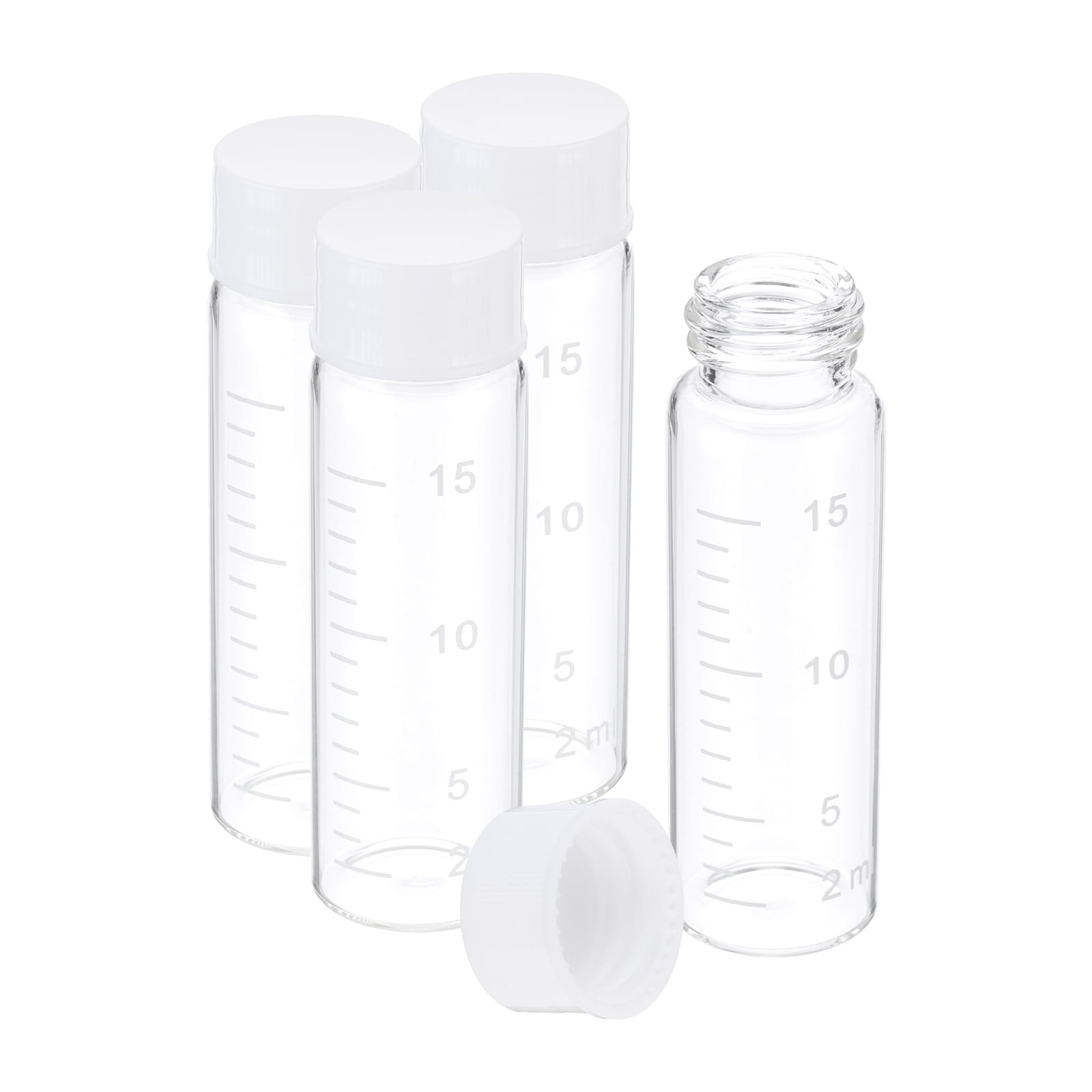 Uxcell 4 Pcs 15ml Small Clear Glass Vials with White Screw Cap Glass ...