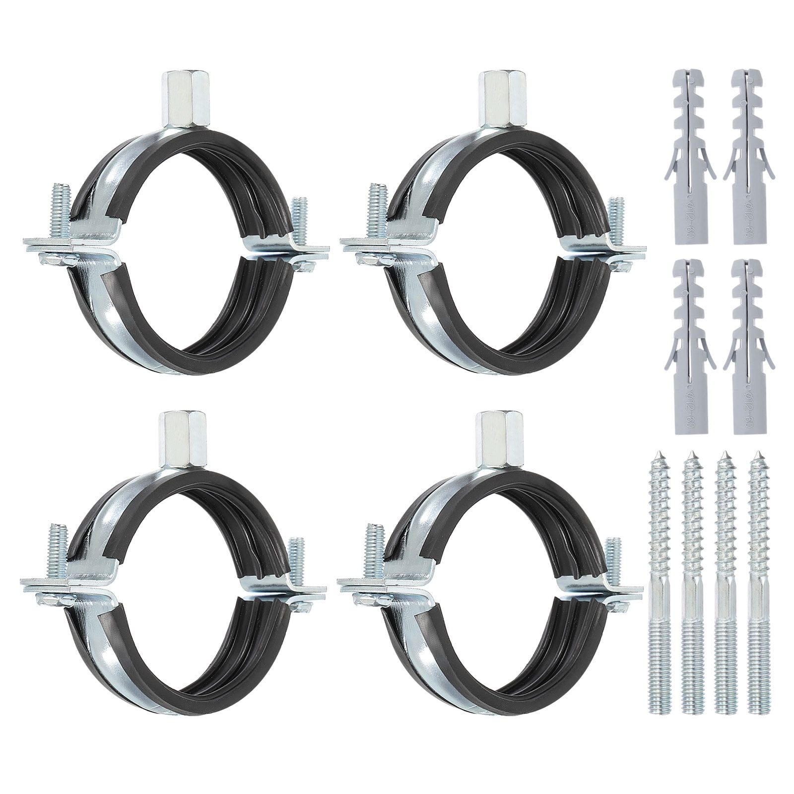 Uxcell 4 Pcs 2.3-2.6inch Heavy Duty Adjustable Split Ring Pipe Hanger ...