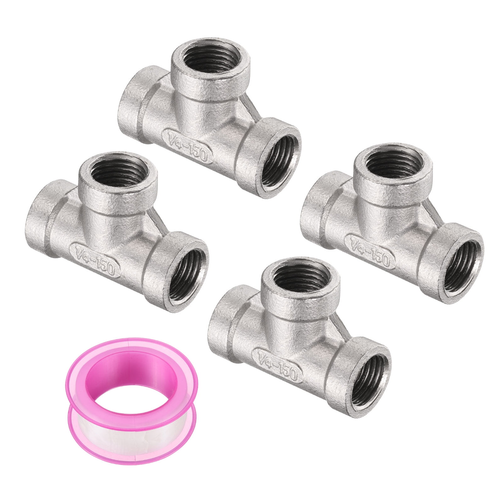 Uxcell 4 Pcs 304 Stainless Steel Tee Pipe Fittings G1/4 Female Tee ...