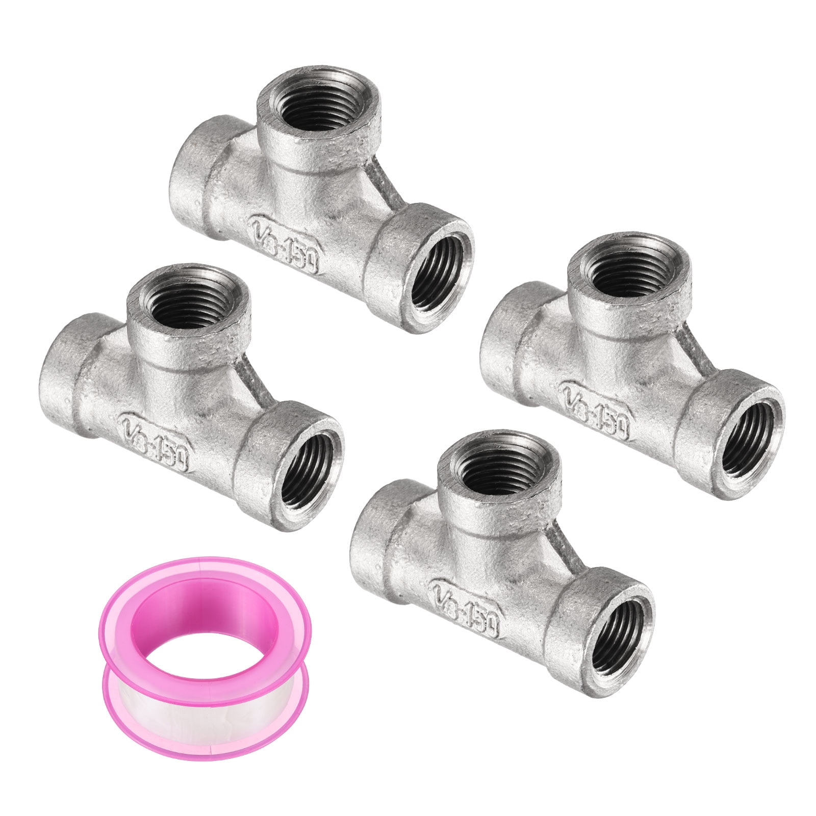 Uxcell 4 Pcs 304 Stainless Steel Tee Pipe Fittings G1/8 Female Tee ...