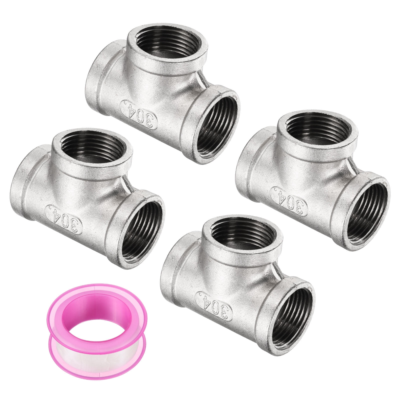 Uxcell 4 Pcs 304 Stainless Steel Tee Pipe Fittings G3/4 Female Tee ...