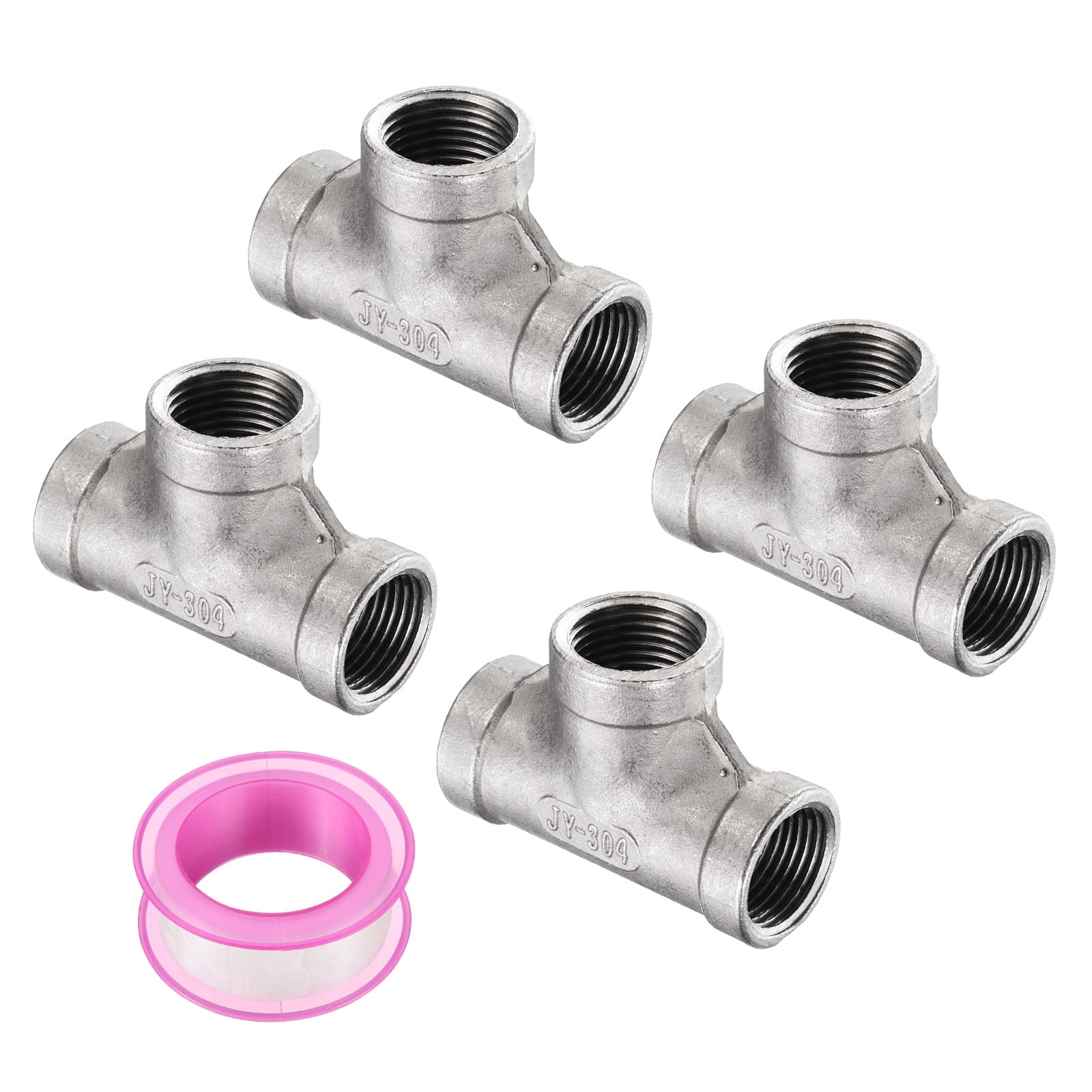Uxcell 4 Pcs 304 Stainless Steel Tee Pipe Fittings G3/8 Female Tee ...