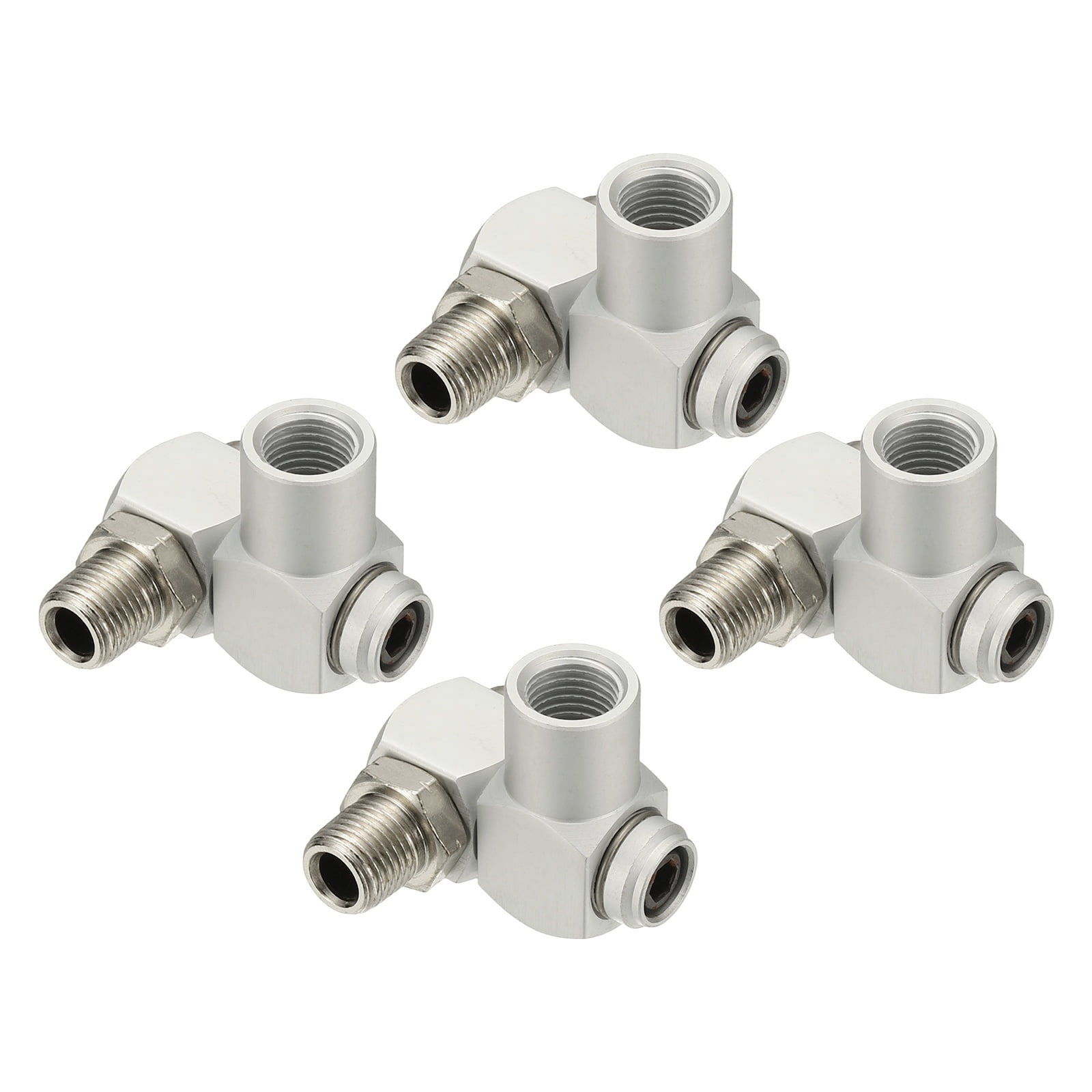 Uxcell 4 Pcs 360 Swivel Air Hose Connector, 1/4 Inch NPT Aluminum ...