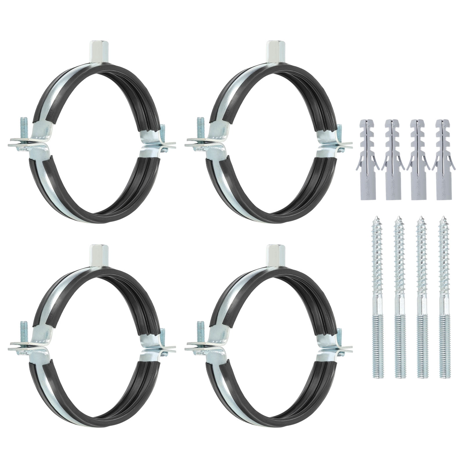 Uxcell 4 Pcs 4.3-4.6inch Heavy Duty Adjustable Split Ring Pipe Hanger ...