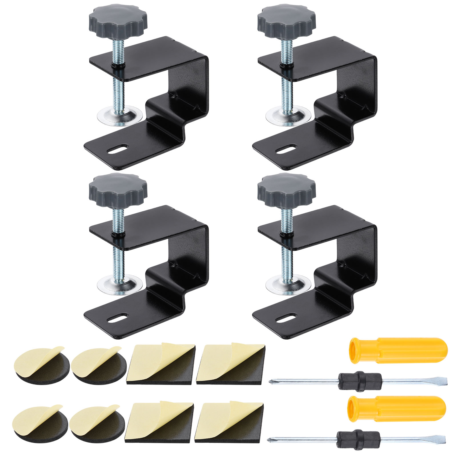 Uxcell 4 Pcs Carbon Steel Table Clamp Mount 2.4" Hole Dia Desk Lamp ...