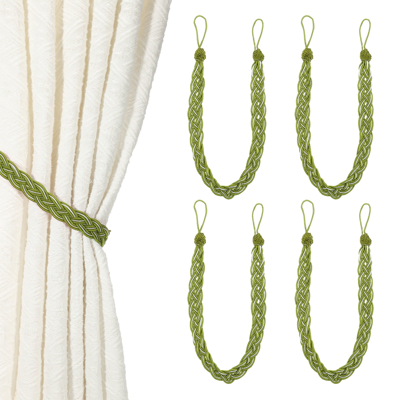 Uxcell 4 Pcs Curtain Tiebacks, 56cm/22 Braided Drapery Holdback Holder ...