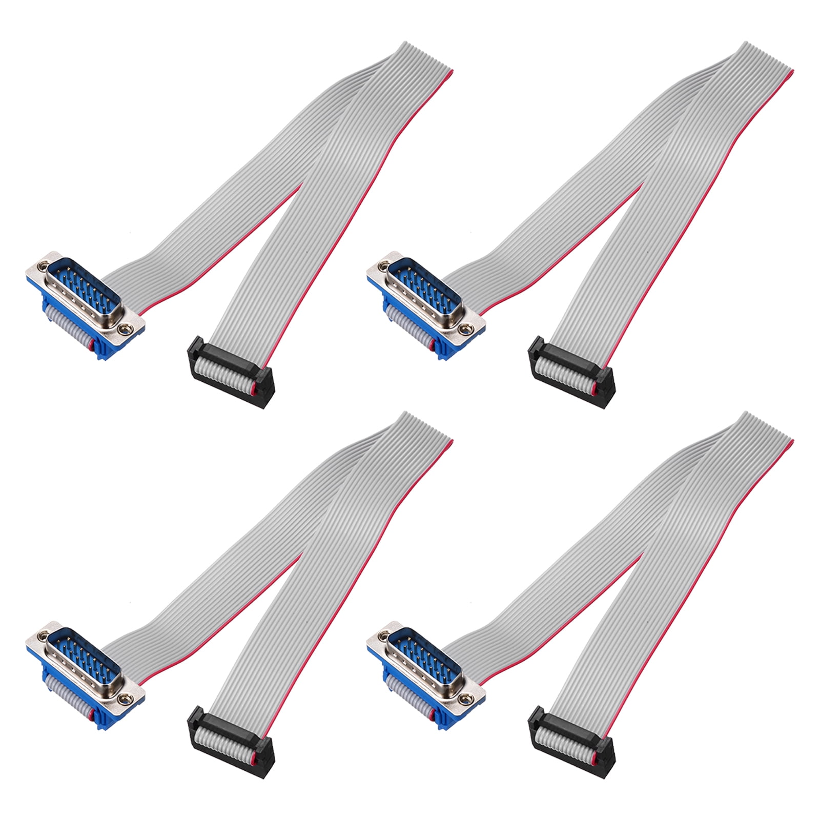 Uxcell 4 Pcs Flat Ribbon Cable 2.54mm Pitch 30cm Long 10 Pin Male DB9 ...