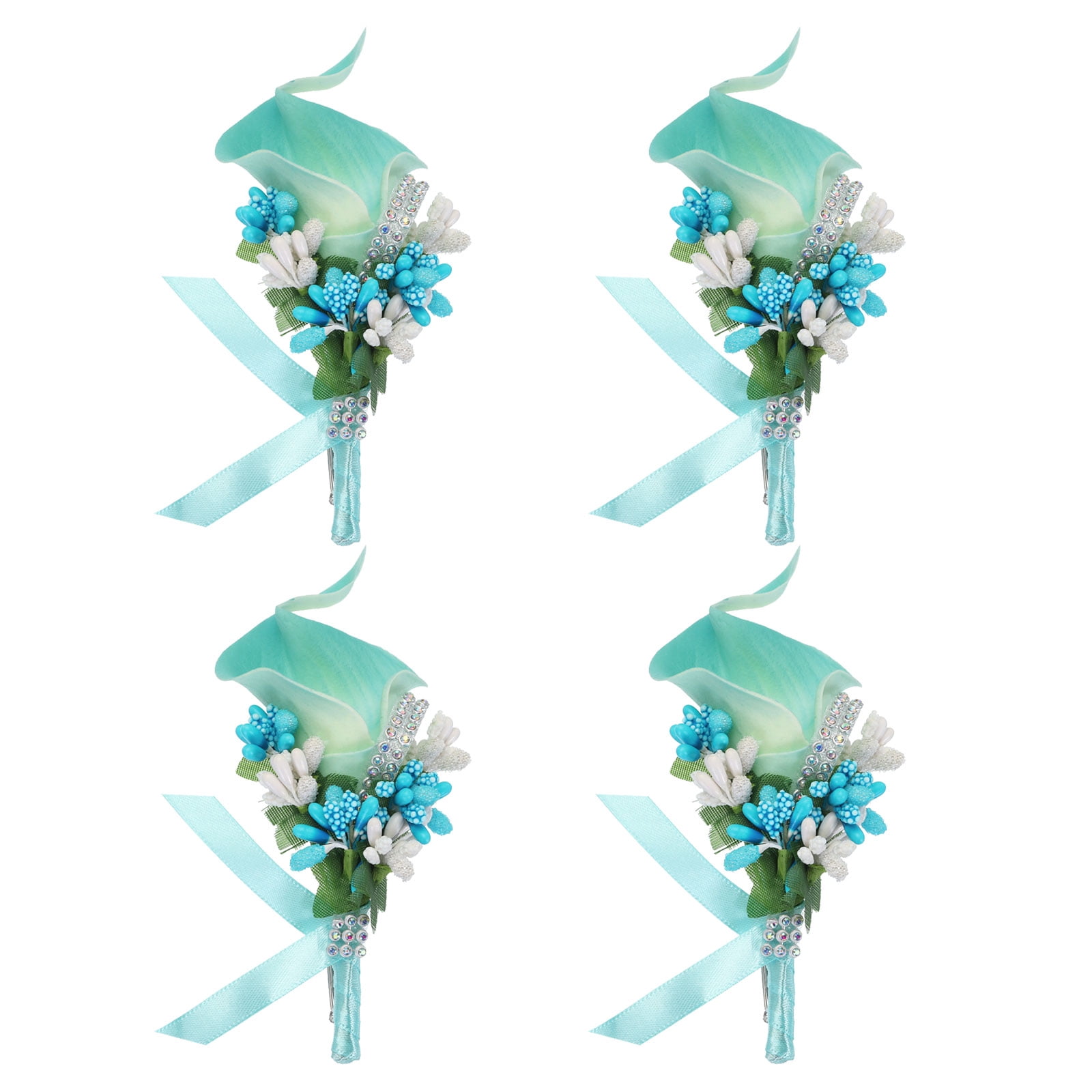Uxcell 4 Pcs Groom Boutonnieres Lily Boutonnieres Pins for Men Wedding ...