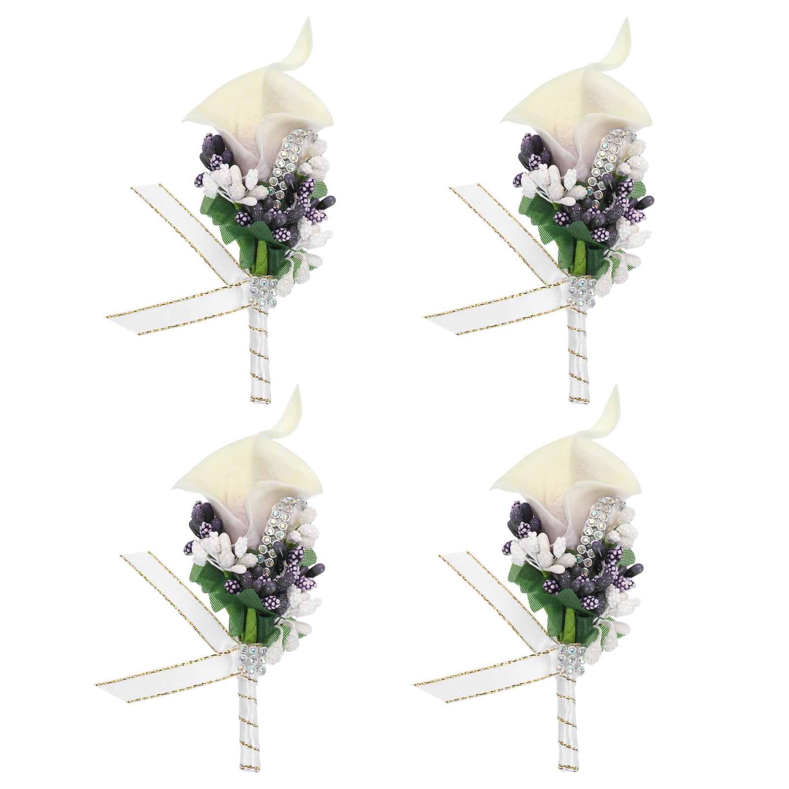 Uxcell 4 Pcs Groom Boutonnieres Lily Boutonnieres Pins for Men Wedding ...