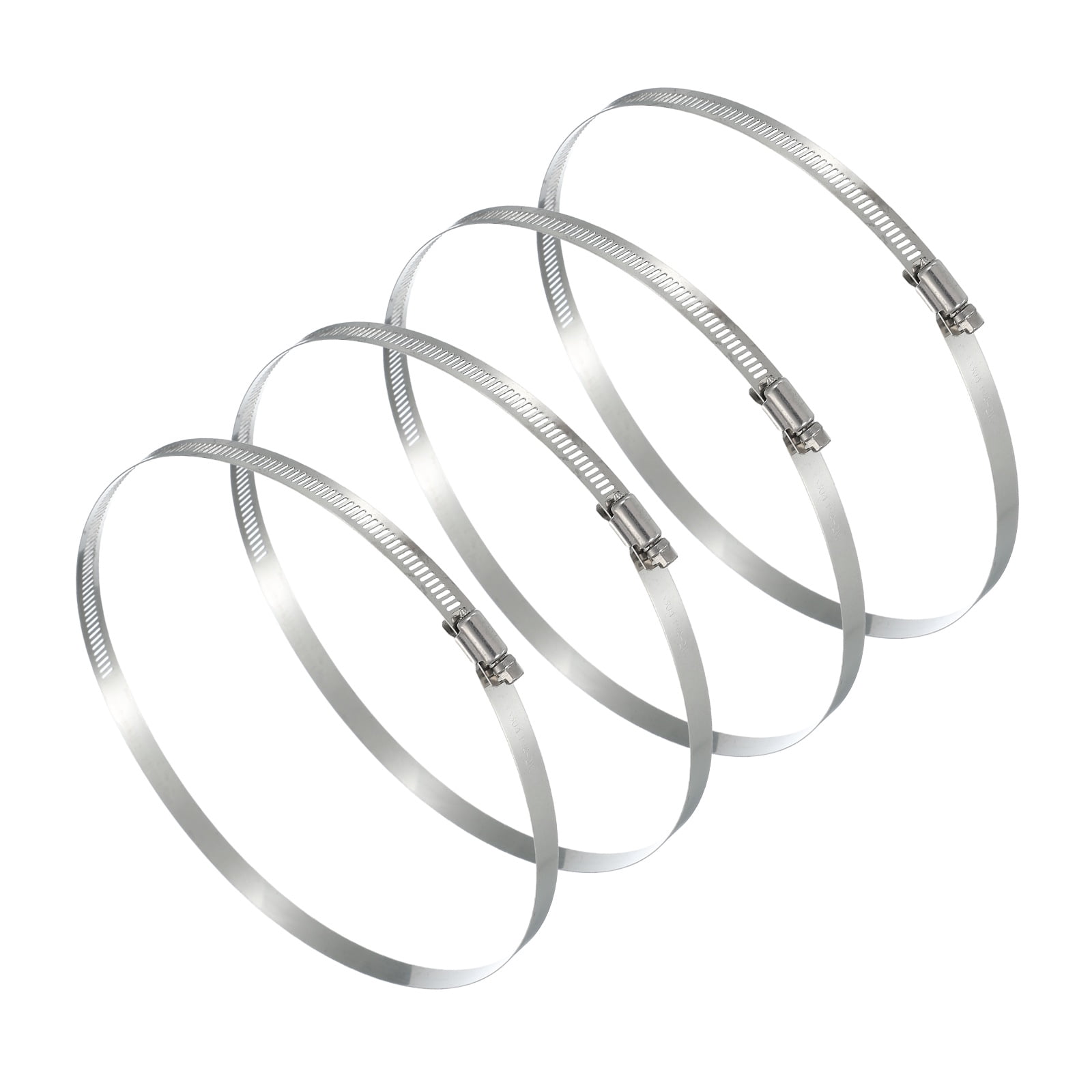 Uxcell 4 Pcs Hose Clamps, 7.6-8.5 Inch 304 Stainless Steel Adjustable ...