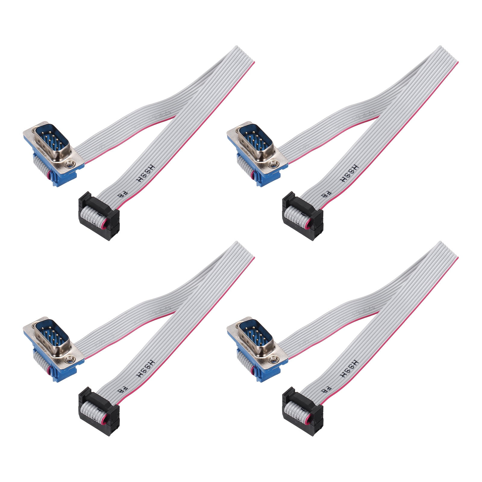 Uxcell 4 Pcs IDC Flat Ribbon Cable, 2.54mm Pitch 11.5mm Width 20cm Long 10 Pin Male DB9 to FC-10 ...