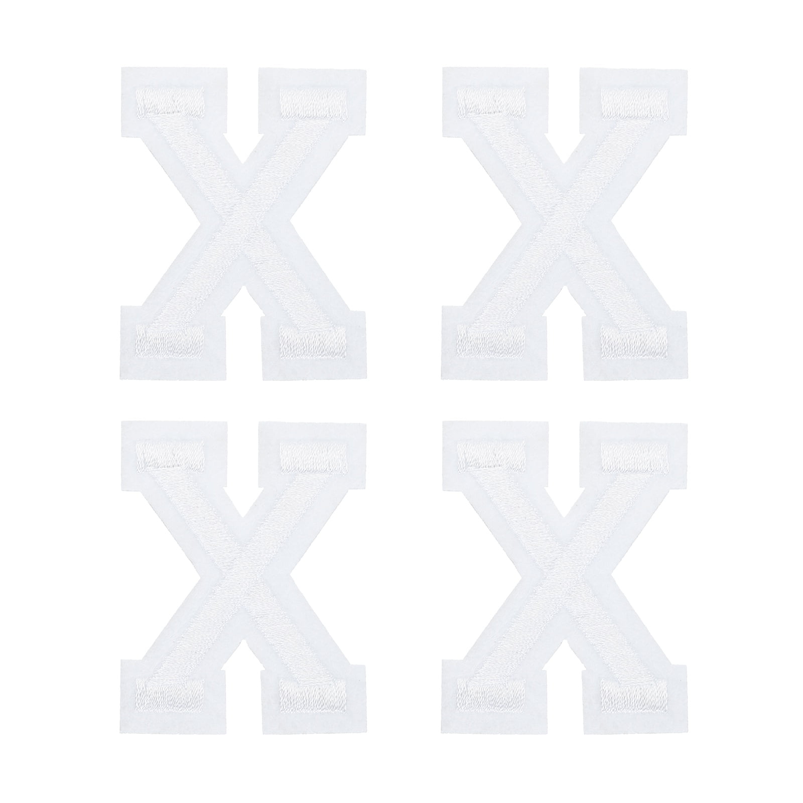 Uxcell 4 Pcs Letters X Patches Iron-On, White Alphabet Sew Embroidered ...