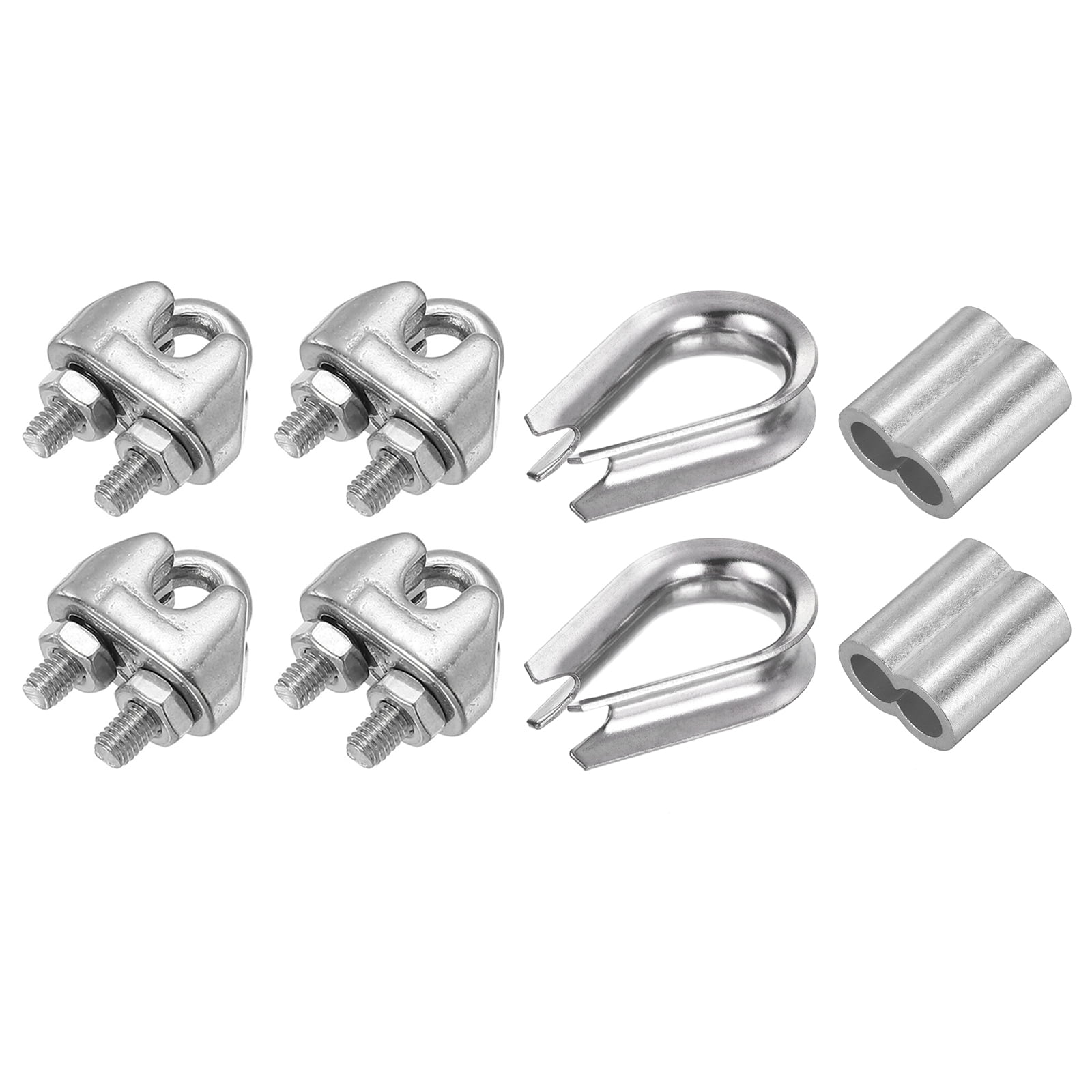 Uxcell 4 Pcs M12 Cable Clip Clamp 2 Pcs 3/8" Stainless Steel Thimble 2 ...