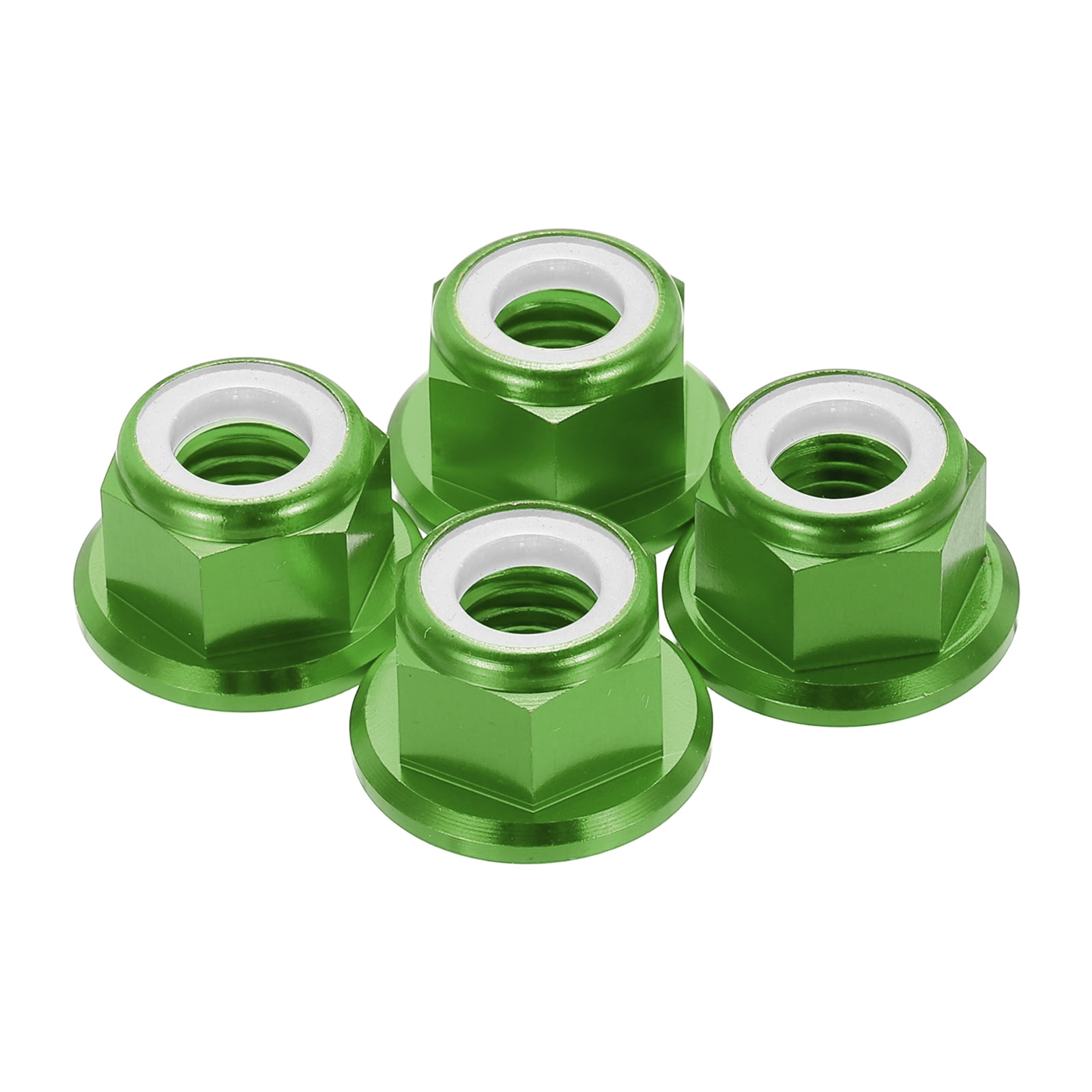 Uxcell 4 Pcs M4 Pitch 1.25mm Aluminum Alloy Lock Nuts Flanged Hex Nuts ...