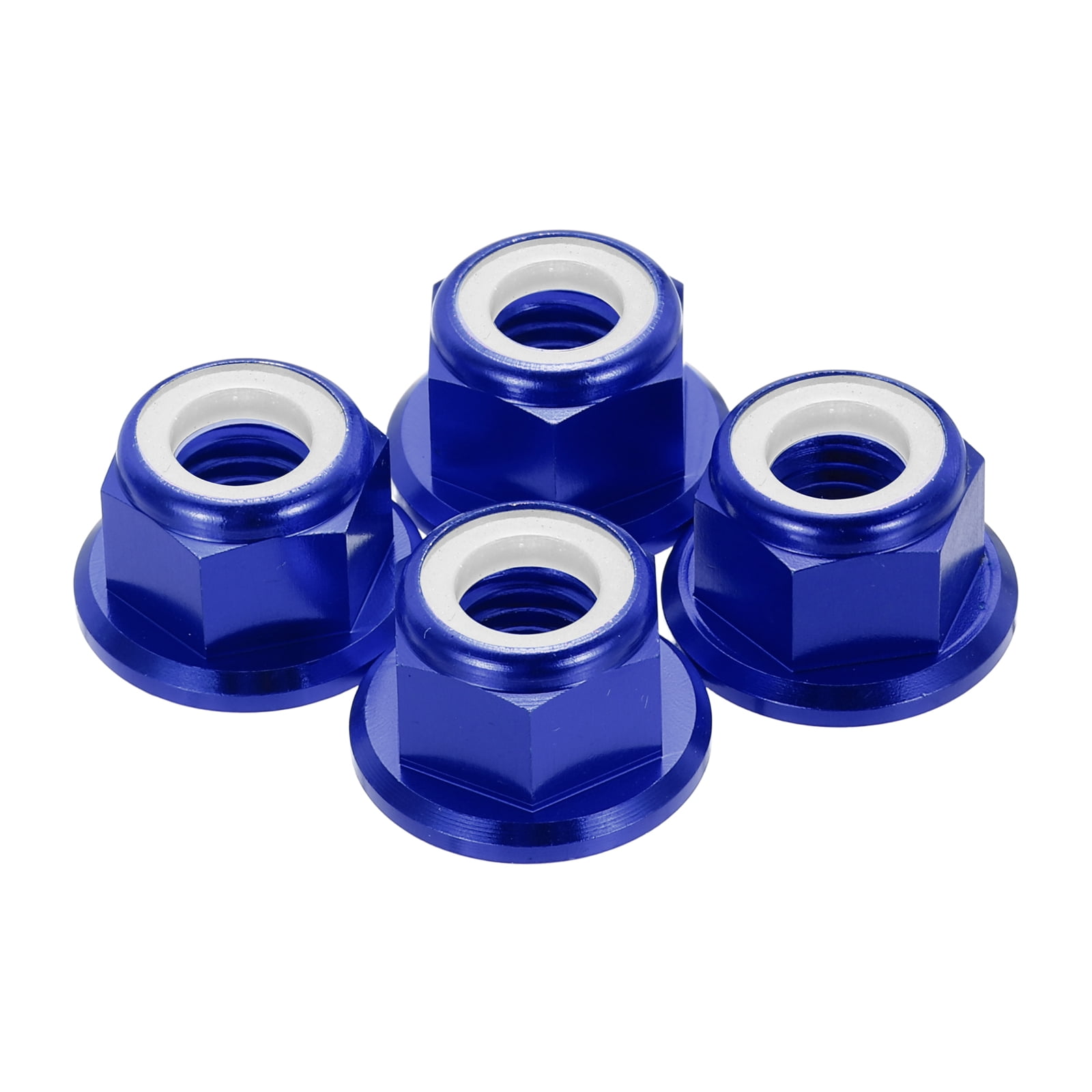 Uxcell 4 Pcs M4 Pitch 1.25mm Aluminum Alloy Lock Nuts Flanged Hex Nuts ...