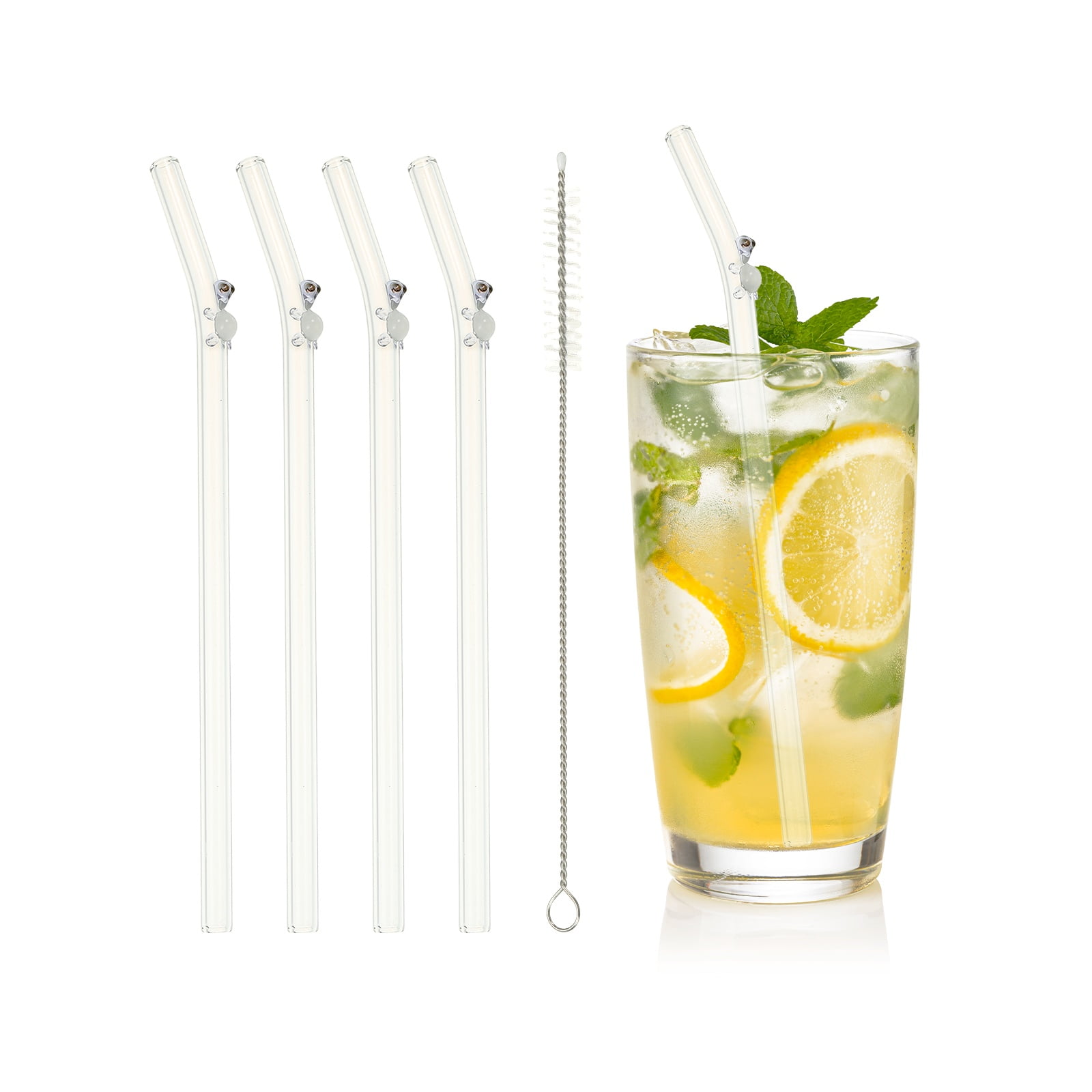 Uxcell 4 Pcs Reusable Glass Straws, 7.87" Turtle Glass Straw Shatter ...