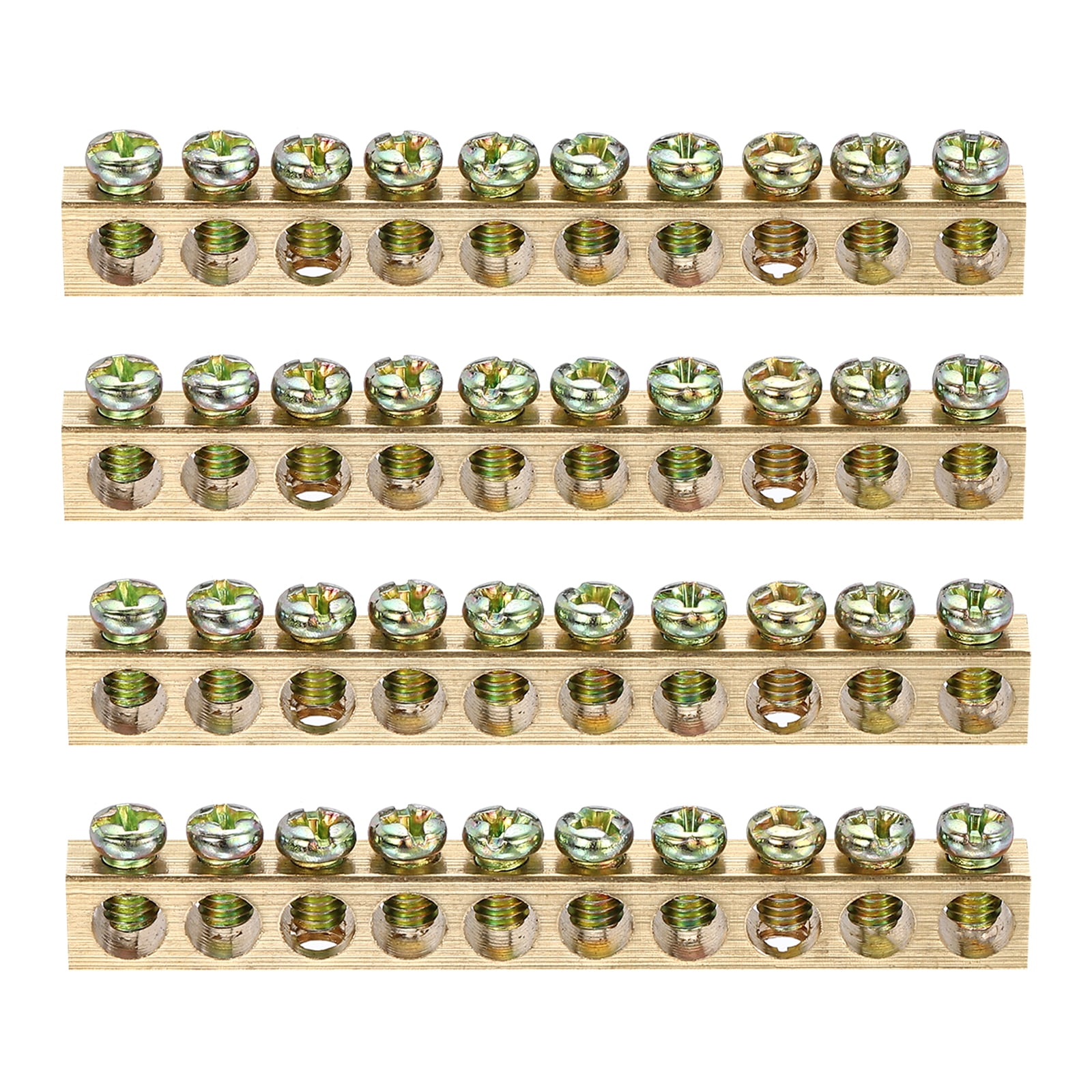 Uxcell 4 Pcs Terminal Ground Bar, 10 Positions Screw Brass Terminal ...