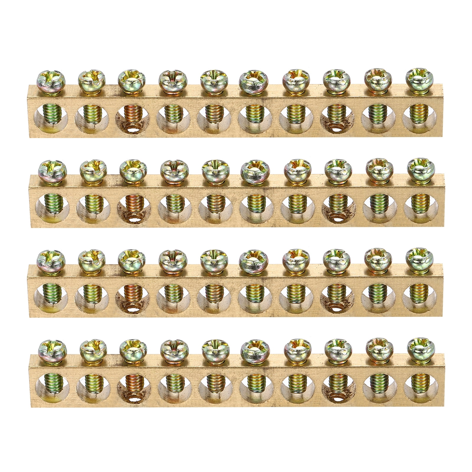 Uxcell 4 Pcs Terminal Ground Bar, 10 Positions Screw Brass Terminal ...