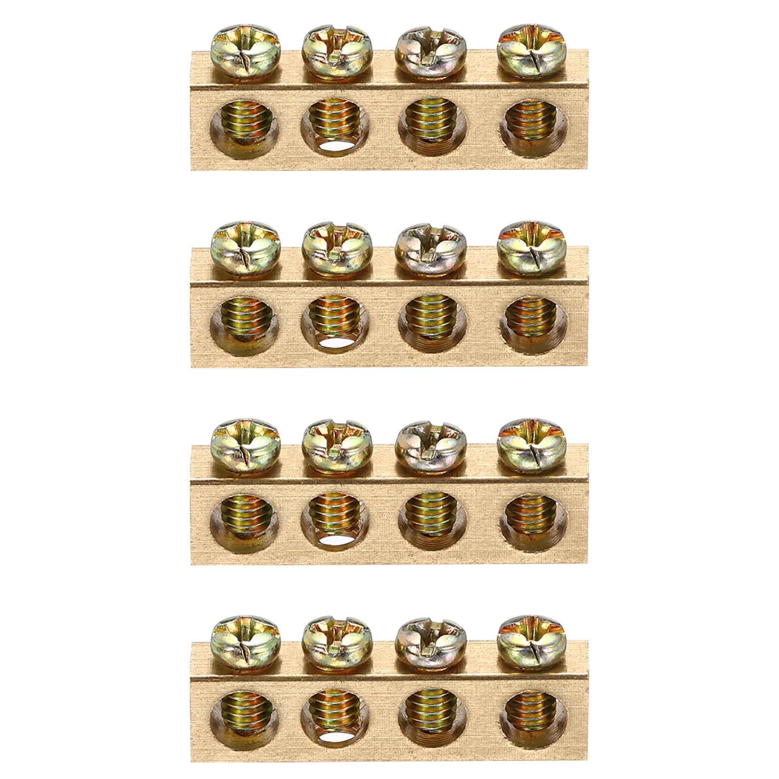 Uxcell 4 Pcs Terminal Ground Bar, 4 Positions Screw Brass Terminal ...