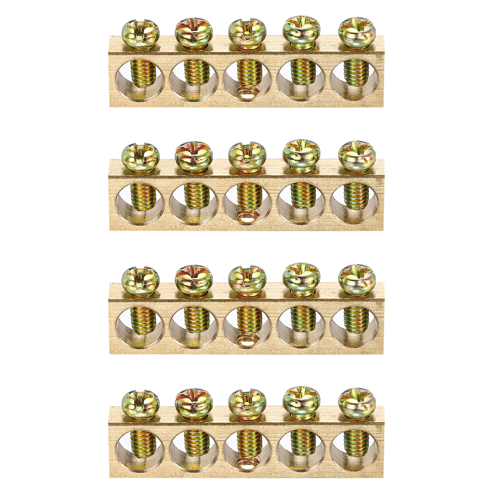 Uxcell 4 Pcs Terminal Ground Bar, 5 Positions Screw Brass Terminal ...