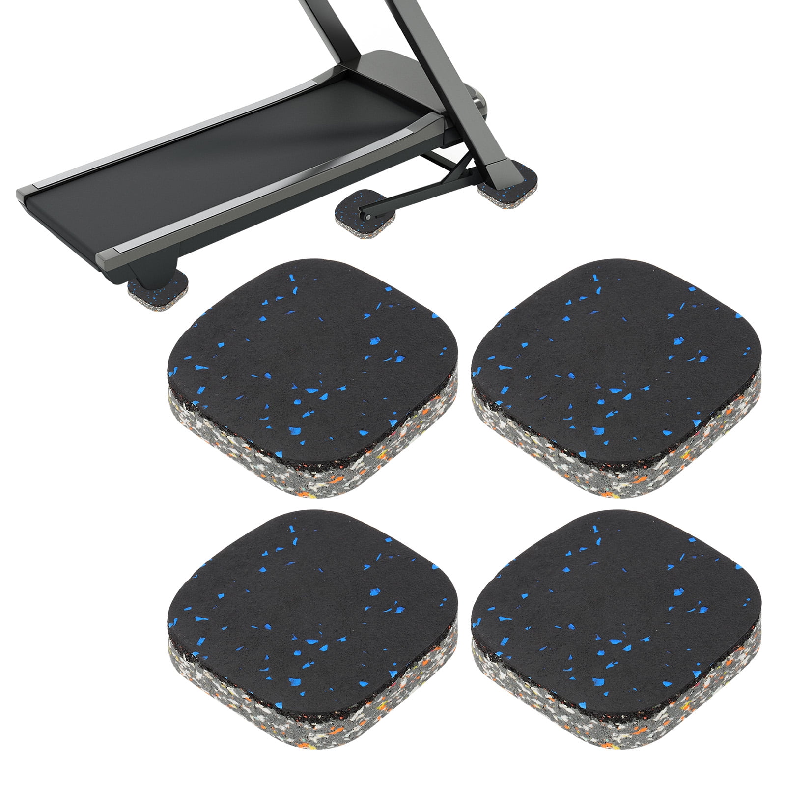 Uxcell 4 Pcs Treadmill Mat Pads, 4x4x0.8" High Density Foam Anti ...