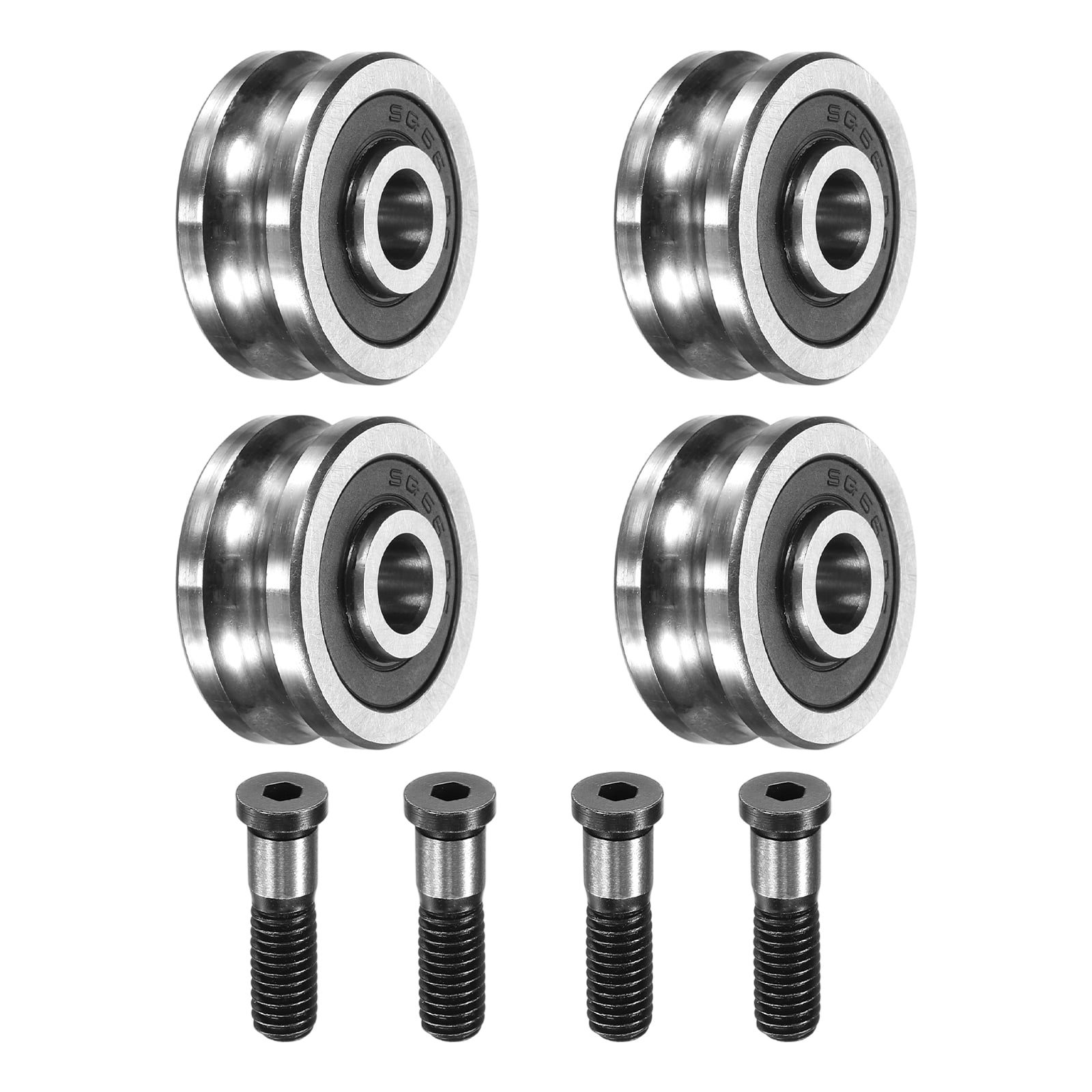 Uxcell 4 Pcs U Groove Bearings, 6x22x10mm Rail Ball Bearings Groove ...