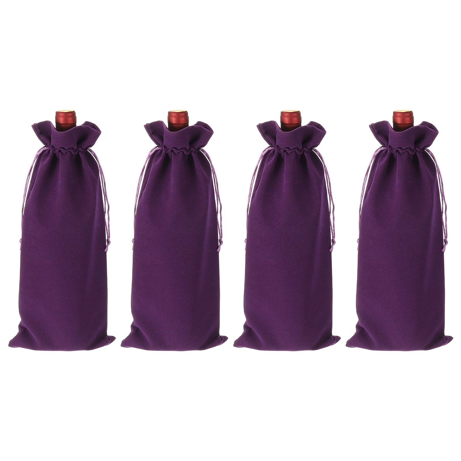 Uxcell 4 Pcs Wine Bottle Gift Bags with Drawstrings, Velvet Wine Bags ...