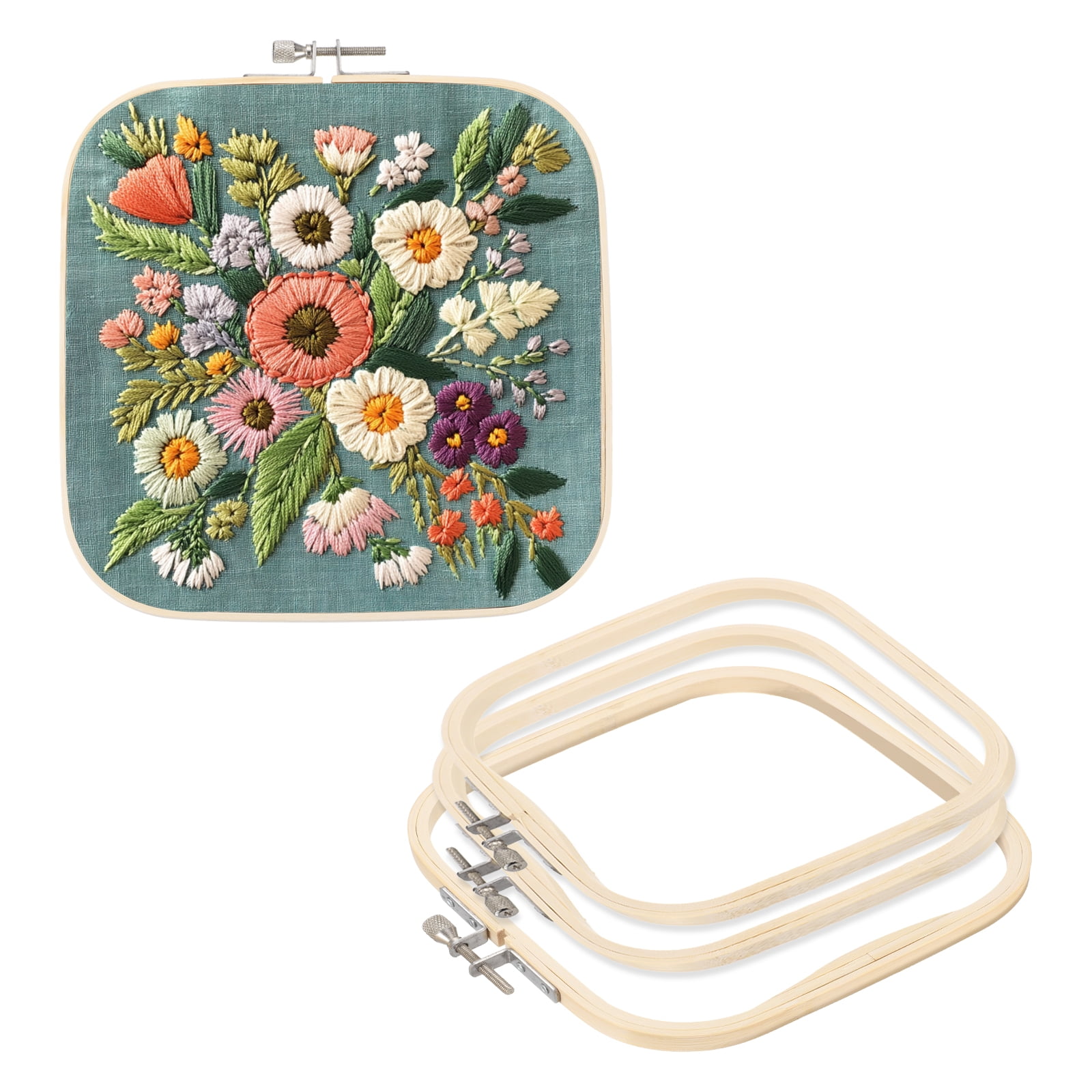 Uxcell 4 Pieces 2 Sizes Square Embroidery Hoops Adjustable Cross Stitch ...