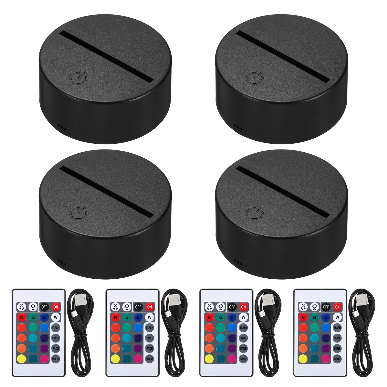 Uxcell 4 Pieces 3D Night LED Light Lamp Base 16 Colors Light Display ...