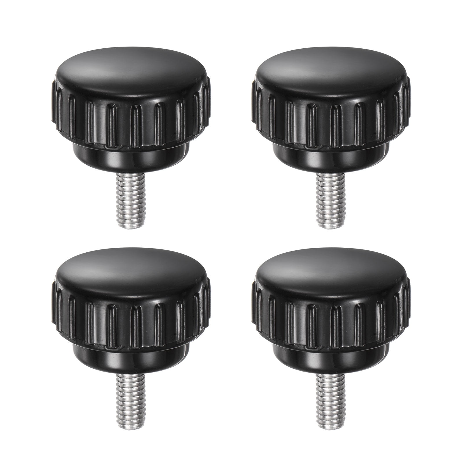 Uxcell 4 Pieces Knurled Clamping Knobs M5 x 12mm 304 Stainless Steel Threaded Stud 25mm Round ...