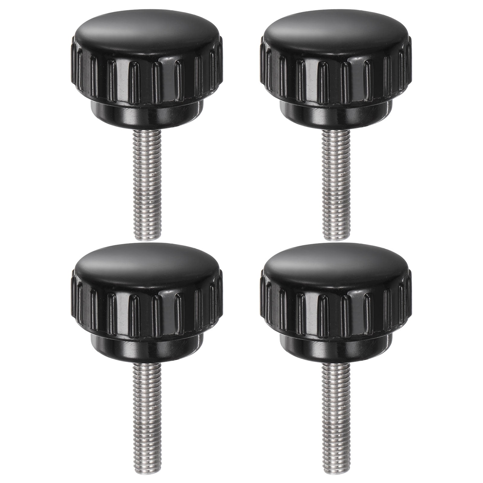 Uxcell 4 Pieces Knurled Clamping Knobs M5 x 20mm 304 Stainless Steel Threaded Stud 25mm Round ...