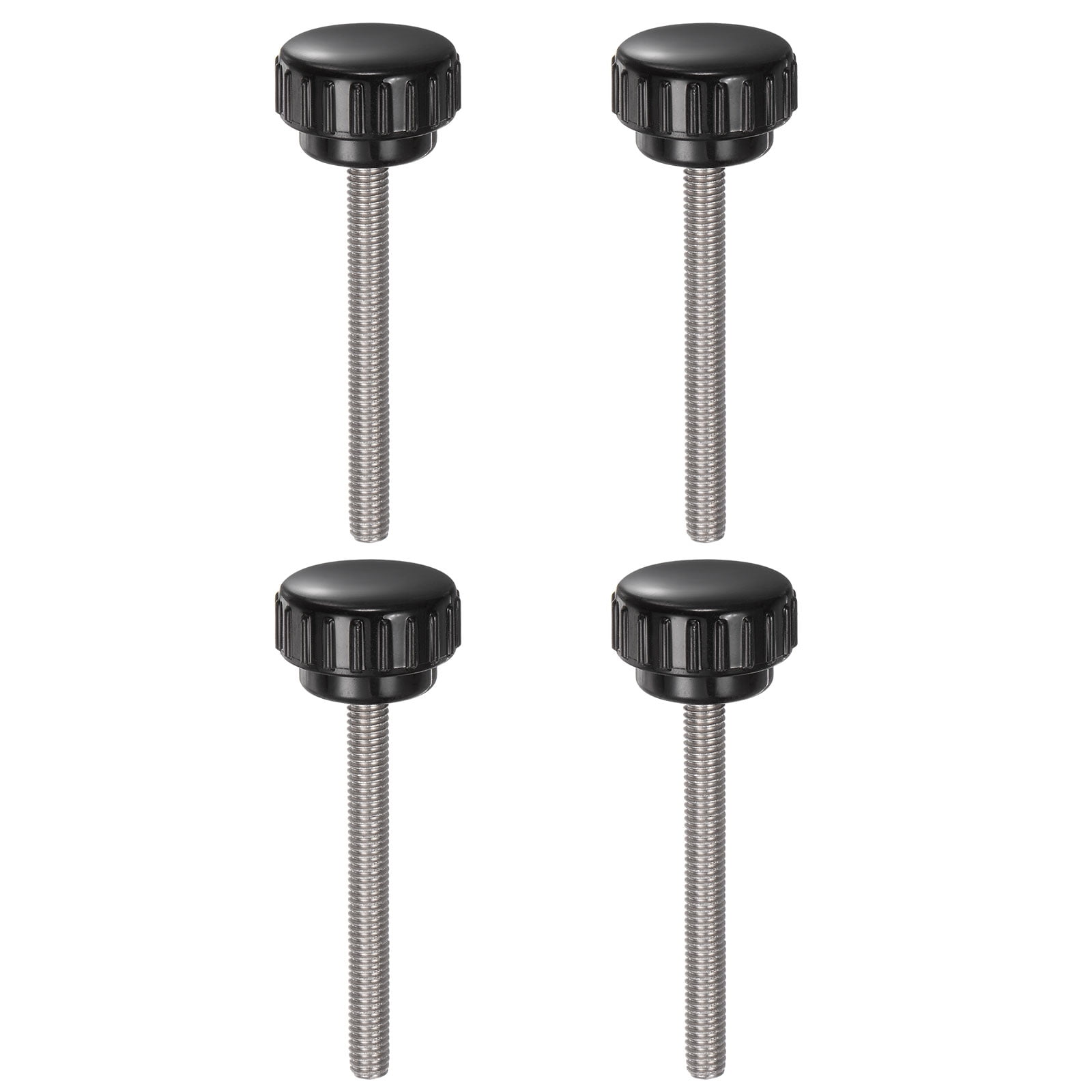 Uxcell 4 Pieces Knurled Clamping Knobs M6 x 60mm 304 Stainless Steel Threaded Stud 25mm Round ...