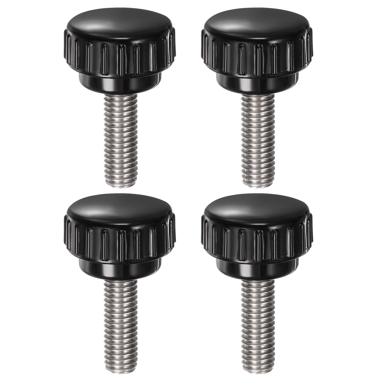 Uxcell 4 Pieces Knurled Clamping Knobs M8 x 25mm 304 Stainless Steel Threaded Stud 25mm Round ...