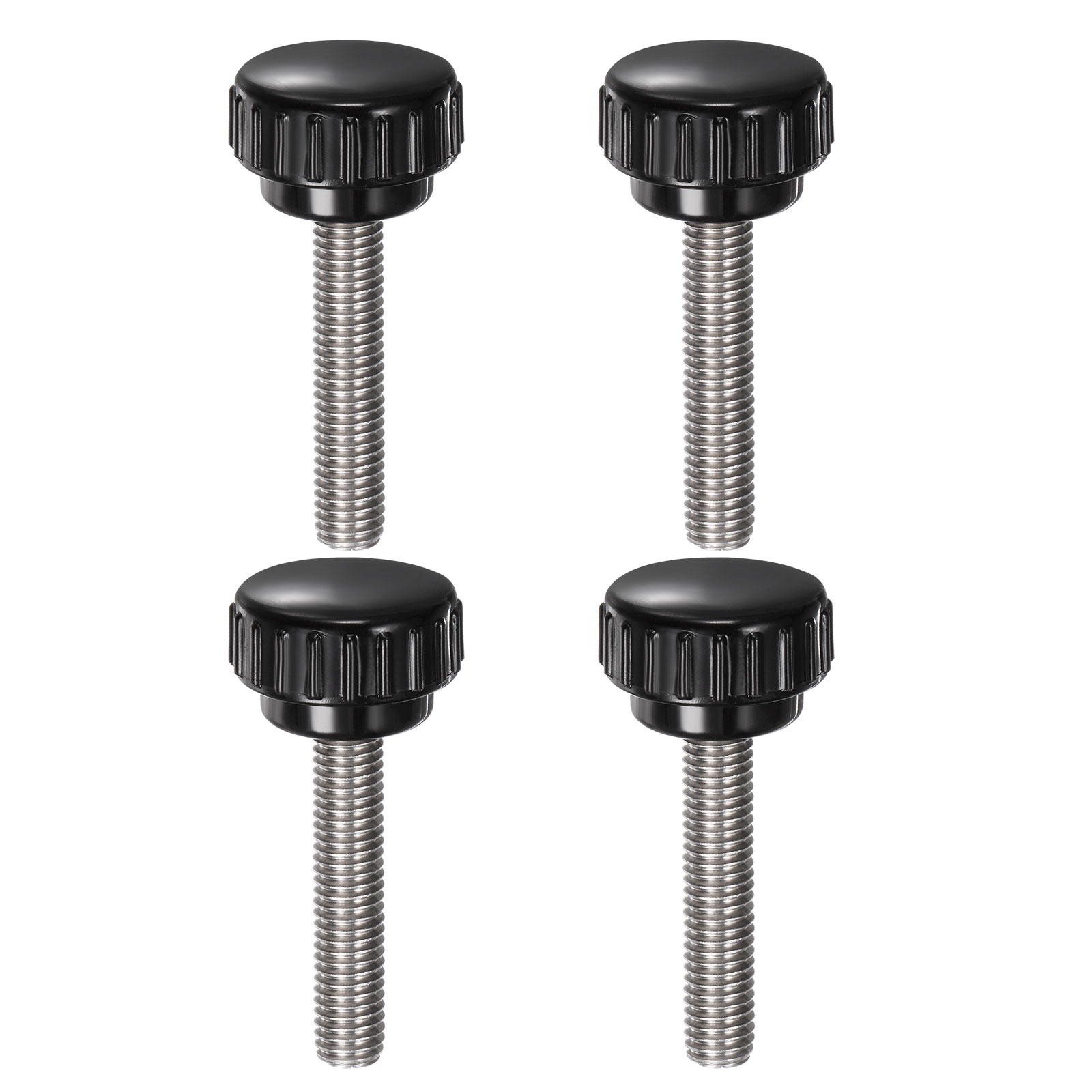 Uxcell 4 Pieces Knurled Clamping Knobs M8 x 40mm 304 Stainless Steel Threaded Stud 25mm Round ...