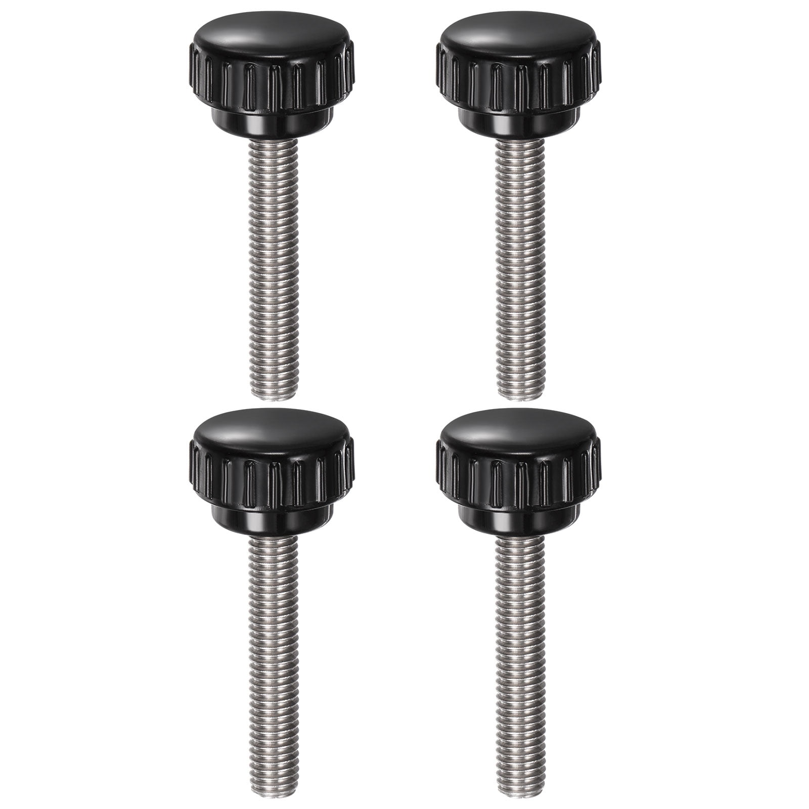 Uxcell 4 Pieces Knurled Clamping Knobs M8 x 45mm 304 Stainless Steel Threaded Stud 25mm Round ...