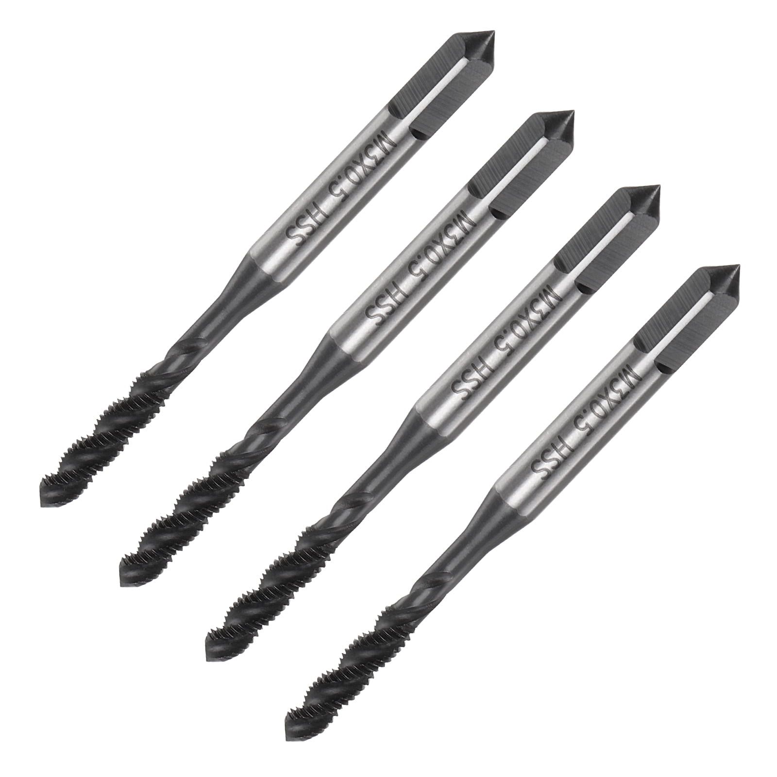 Uxcell 4 Pieces Spiral Flute Thread Taps M3 x 0.5 Nitride Coated Metric ...