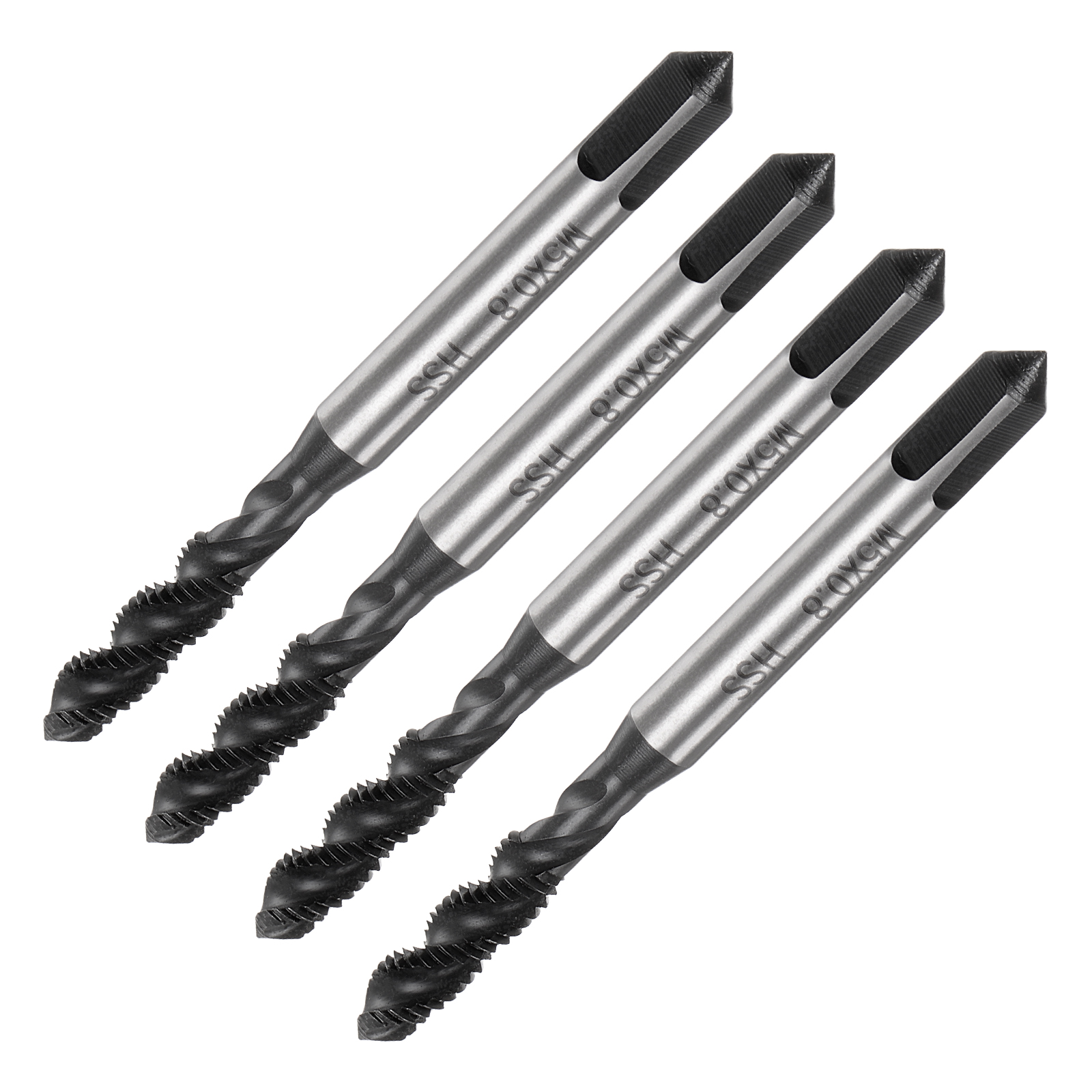 Uxcell 4 Pieces Spiral Flute Thread Taps M5 x 0.8 Nitride Coated Metric Screw Tap Tapping Repair ...