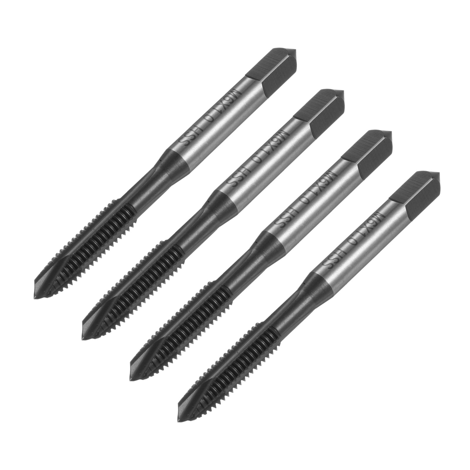 Uxcell 4 Pieces Spiral Point Thread Taps M6 x 1 H2 Nitride Coated Metric Screw Repair Tapping ...