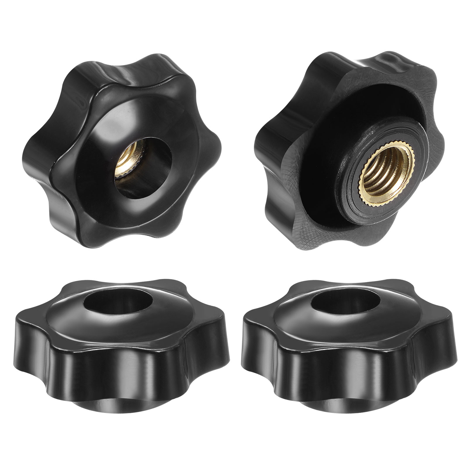 Uxcell 4 Pieces Star Knobs M10 Female Thread 38mm Head Through Hole ...