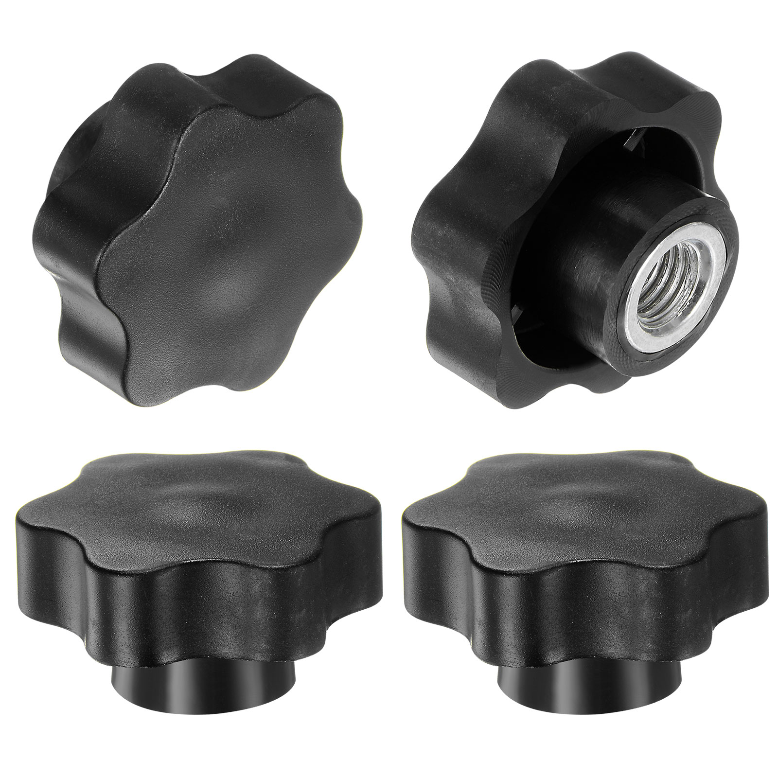 Uxcell 4 Pieces Star Knobs M12 Female Thread 48mm Head Non-Through Hole Clamping Handles Nuts ...