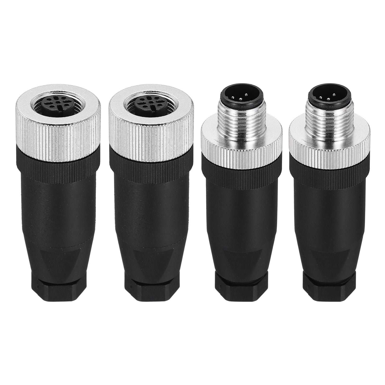 Uxcell 4 Pin M12 Female Aviation Wire Connector, 4 Pcs Waterproof IP67 ...