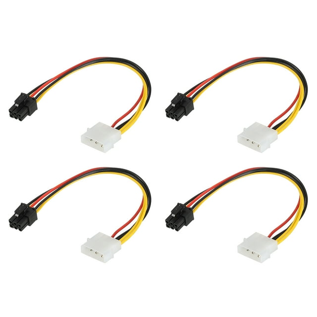 Uxcell 4 Pin to 6 Pin Male PCI Express Cable PCIE Graphics Card Power ...