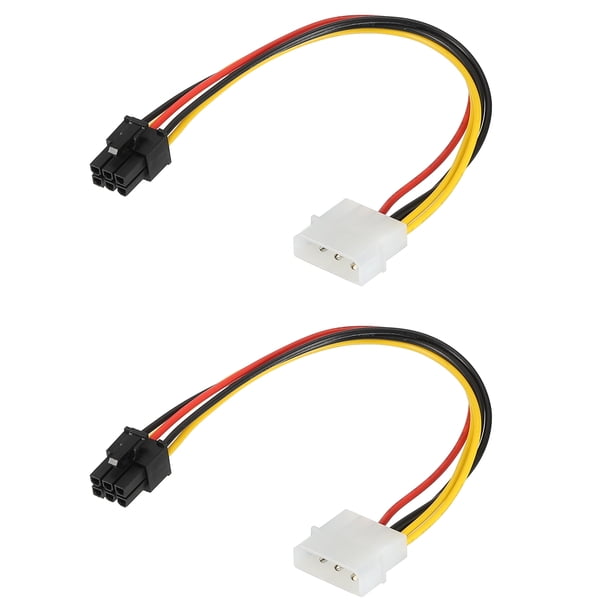 Uxcell 4 Pin to 6 Pin Male PCI Express Cable PCIE Graphics Card Power ...