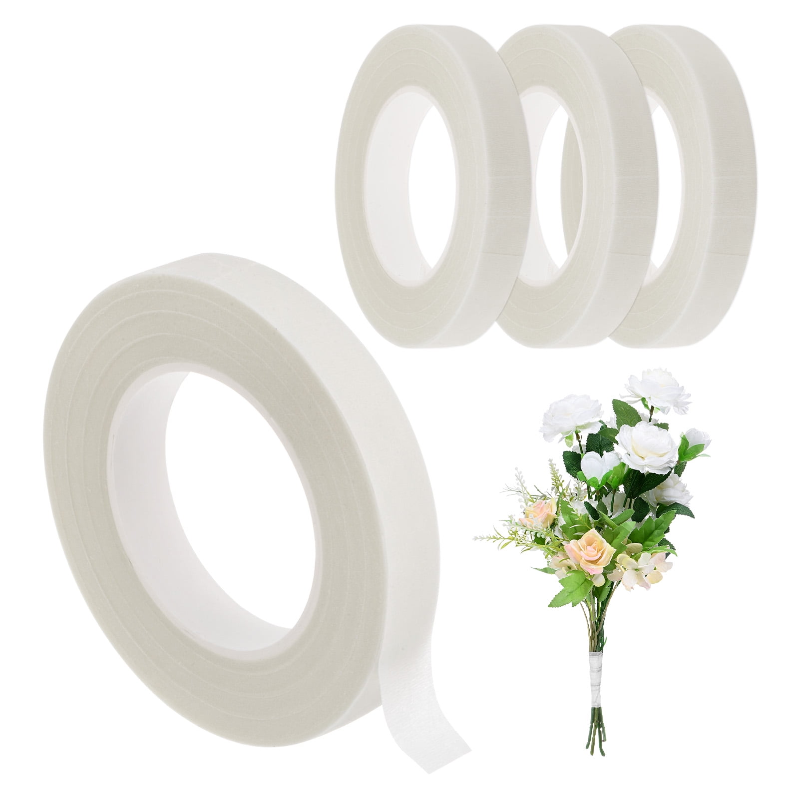 Uxcell 4-Rolls Floral Tapes 1/2 Inch 30 Yards White Floral Craft Tape ...